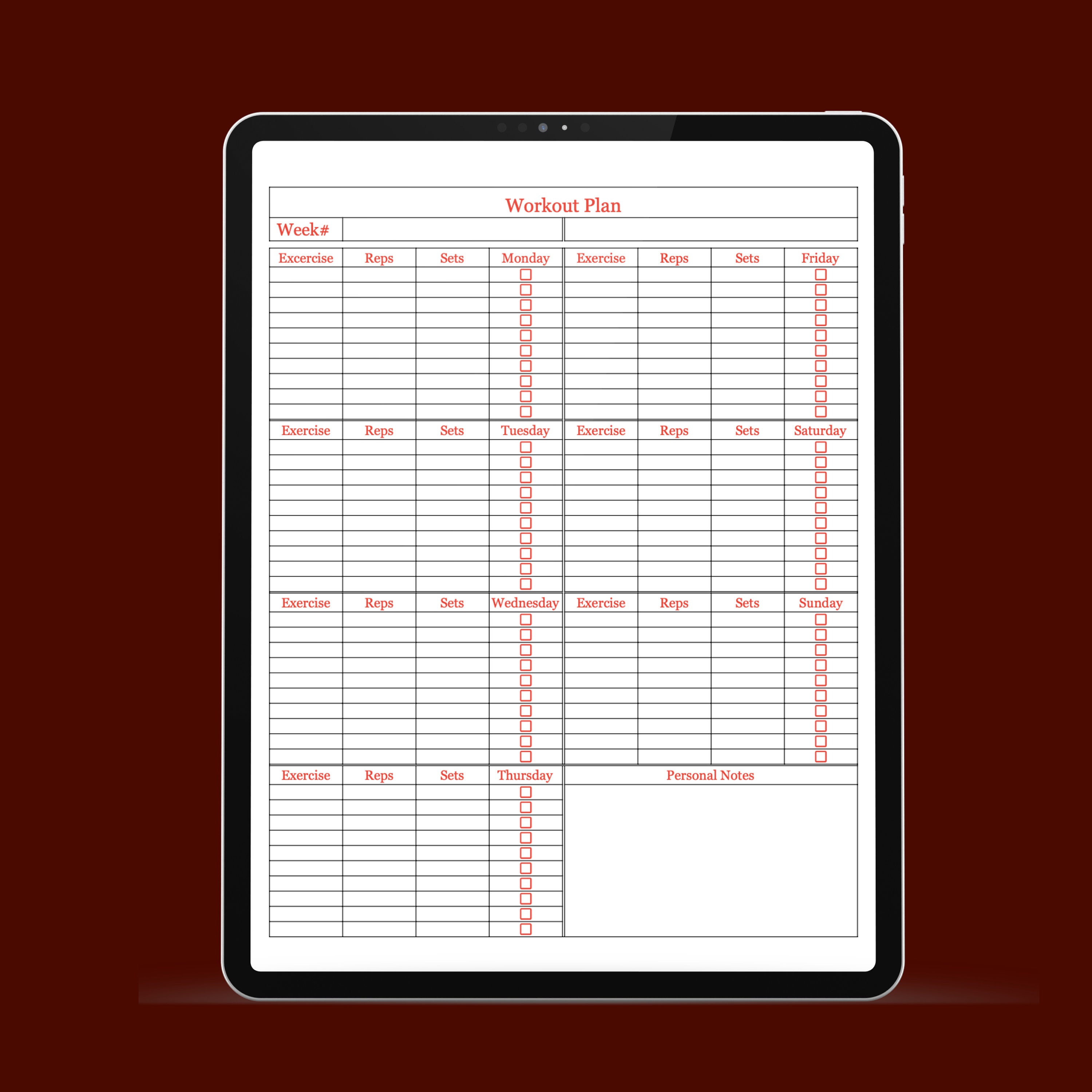 Workout Planner Summer 2024, Workout Plan Spreadsheet, Printable ...