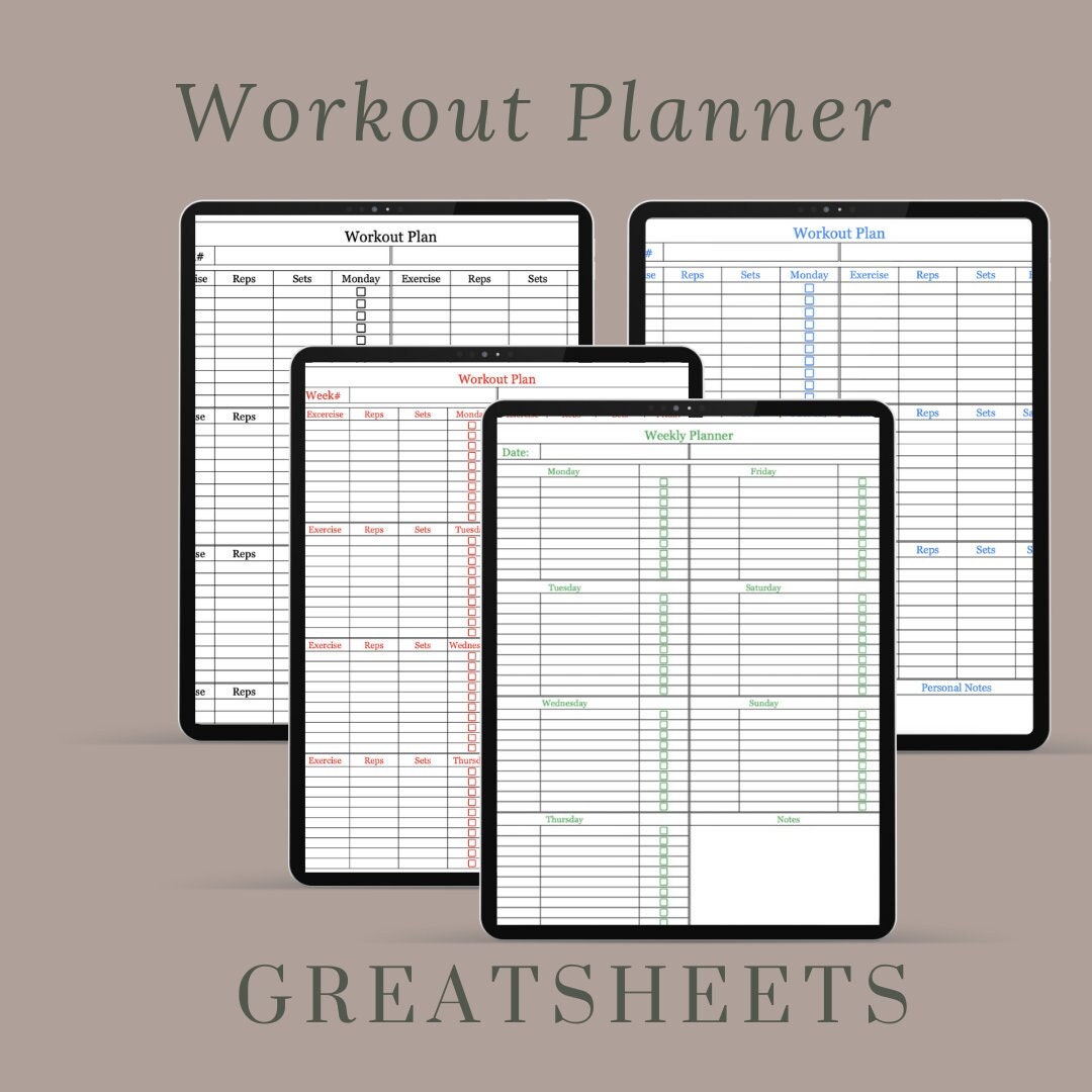 Weekly Workout Planner Workout Plan Spreadsheet Printable - Etsy UK