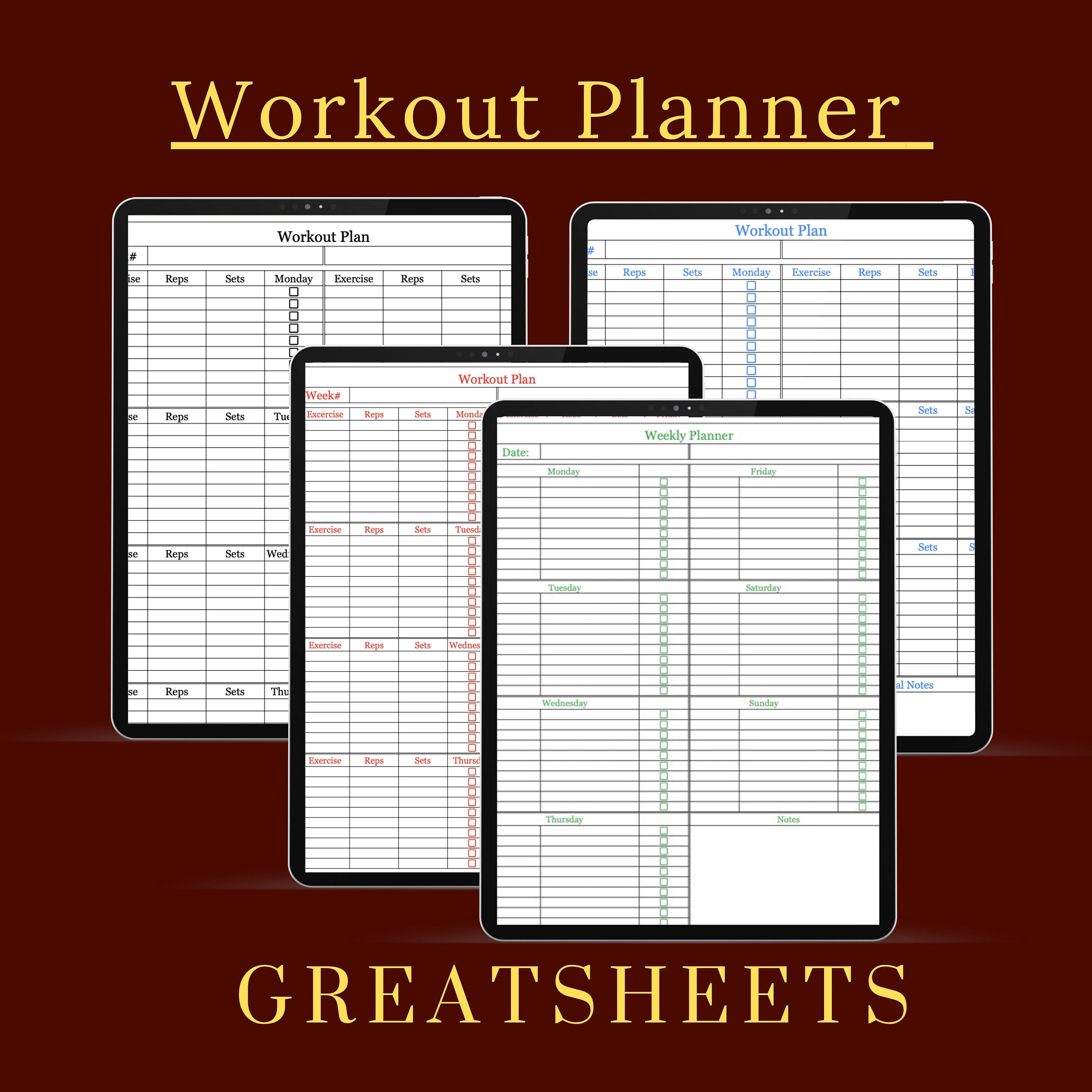 Workout Planner Summer 2024, Workout Plan Spreadsheet, Printable ...