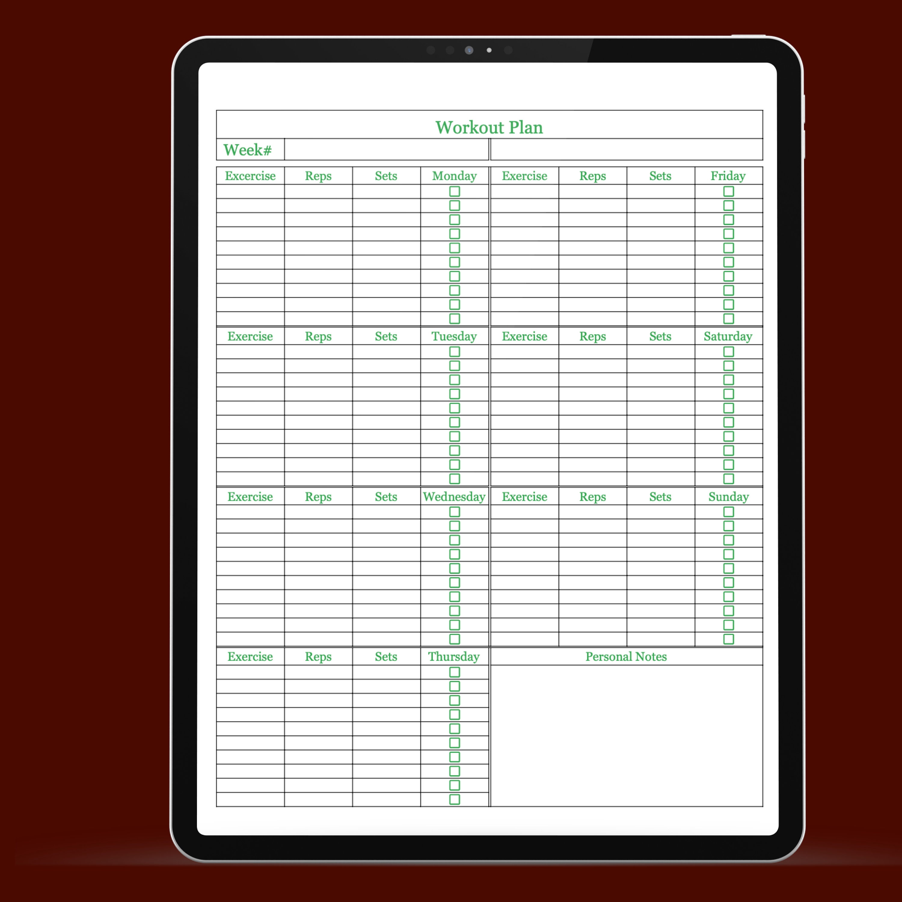 Workout Planner Summer 2024, Workout Plan Spreadsheet, Printable ...