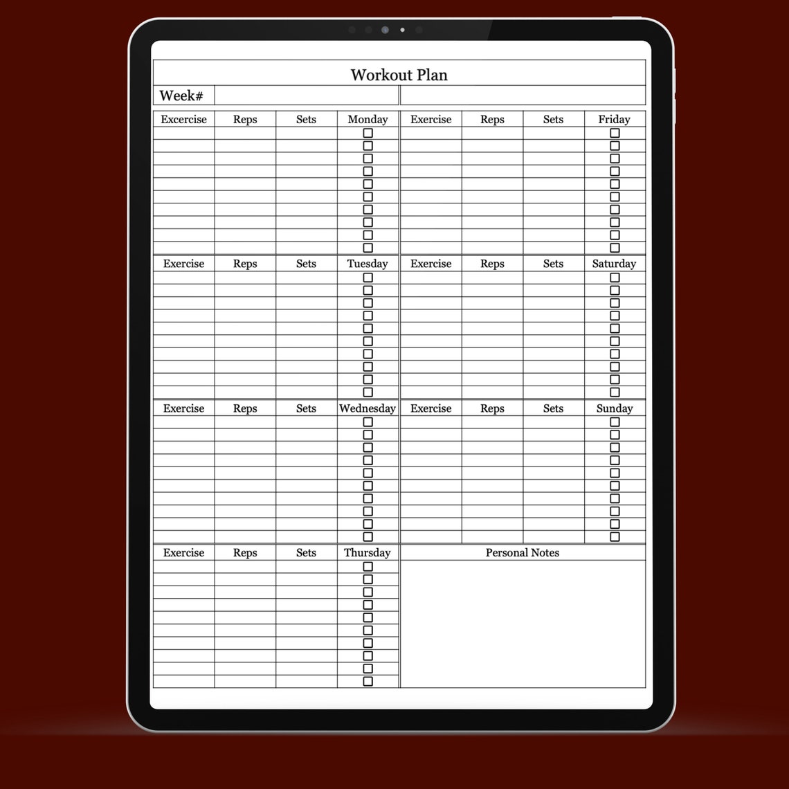 Workout Planner Summer 2024, Workout Plan Spreadsheet, Printable ...