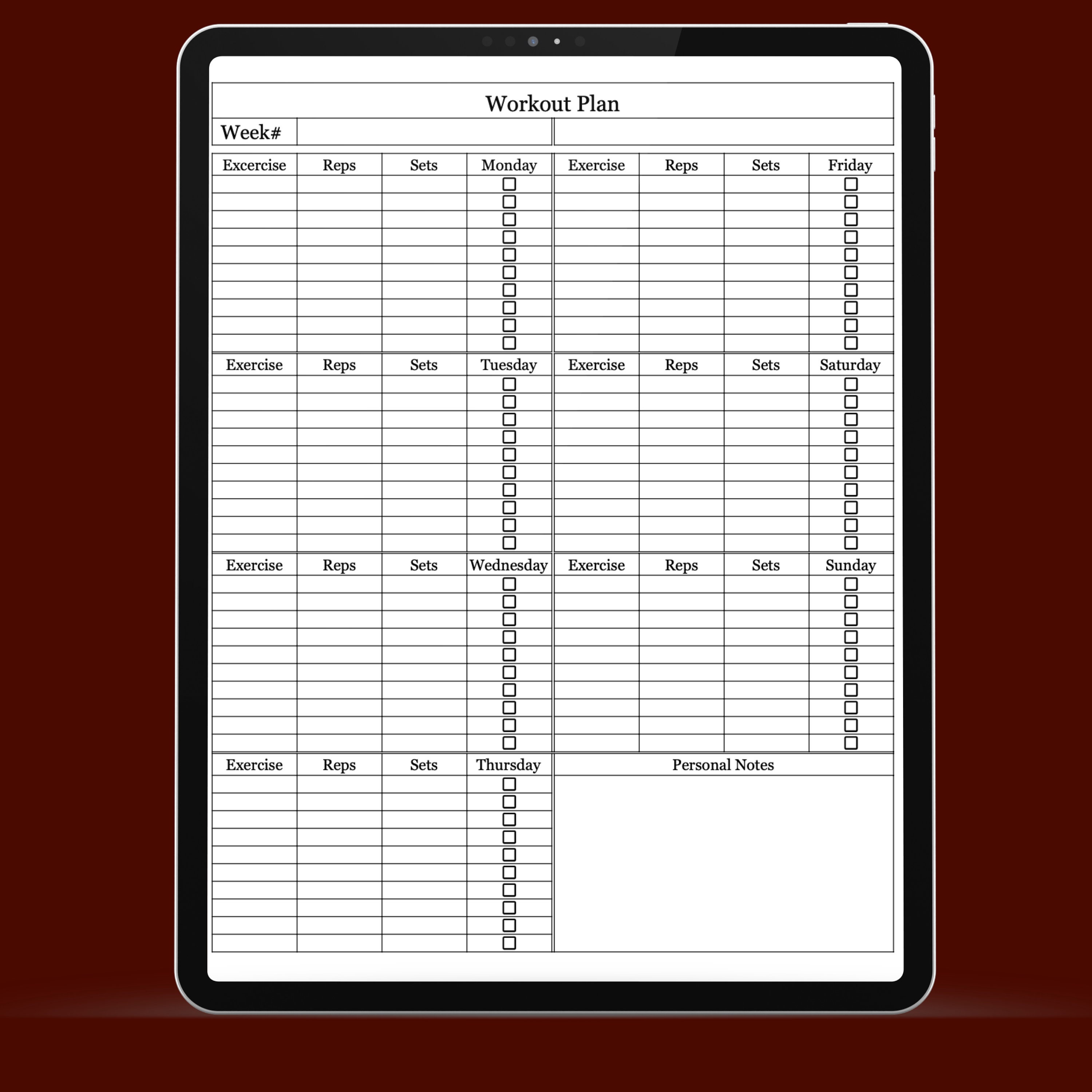 Workout Planner Summer 2024, Workout Plan Spreadsheet, Printable ...