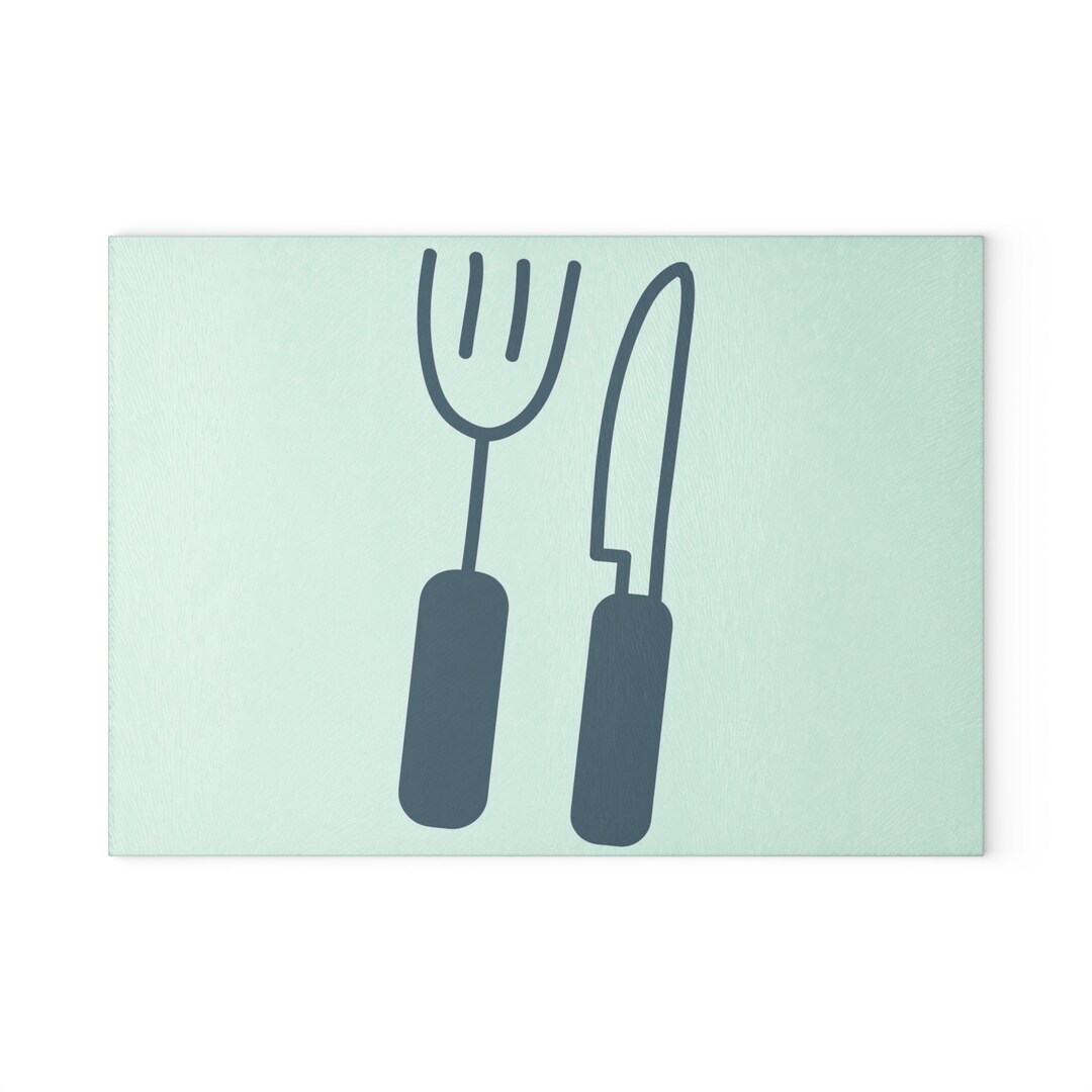 Knife and Fork Glass Cutting Board - Etsy