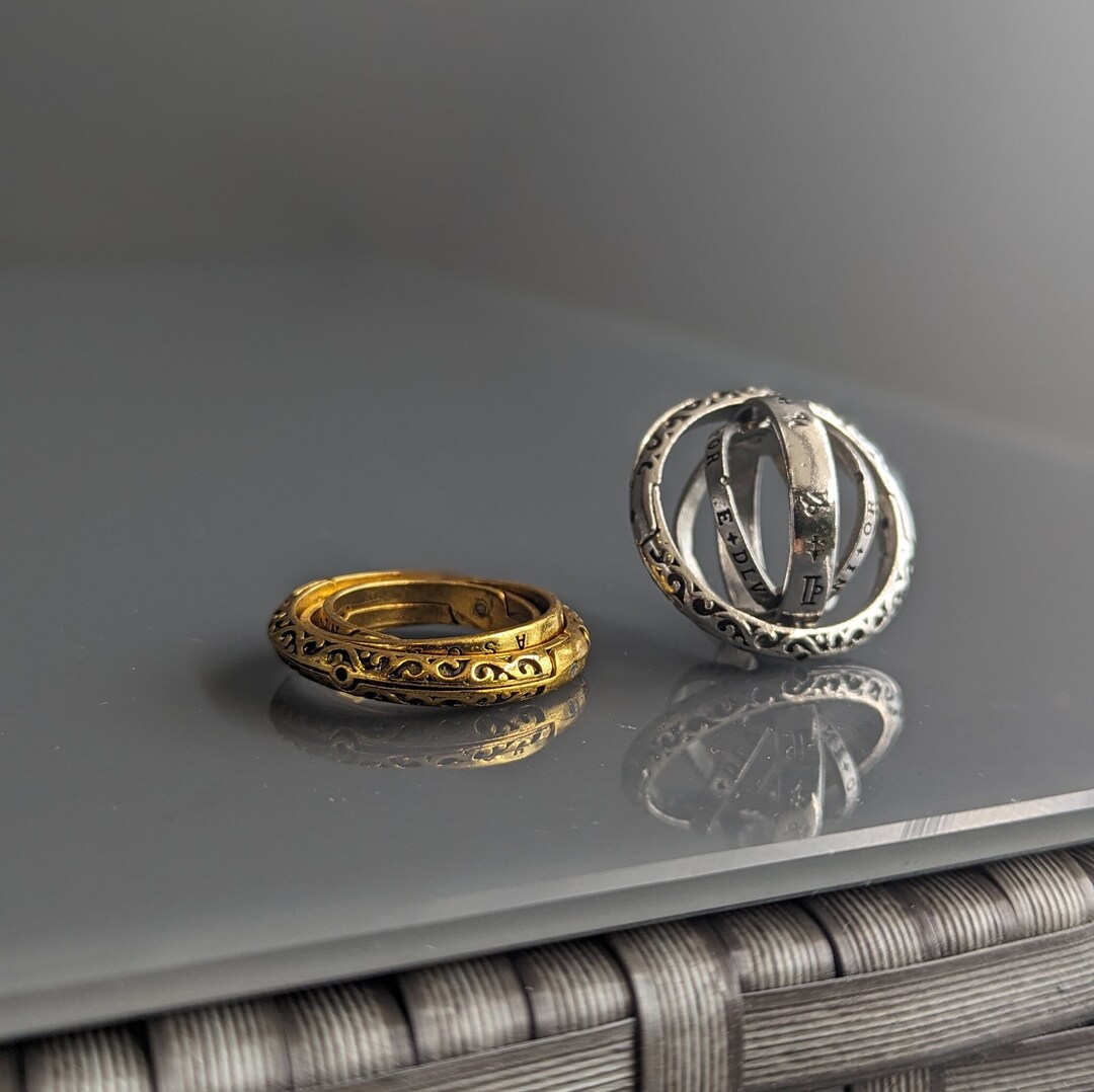 Expanding Sphere Fidget Ring Celestial Sun Moon Zodiac Sign Ring Gold ...