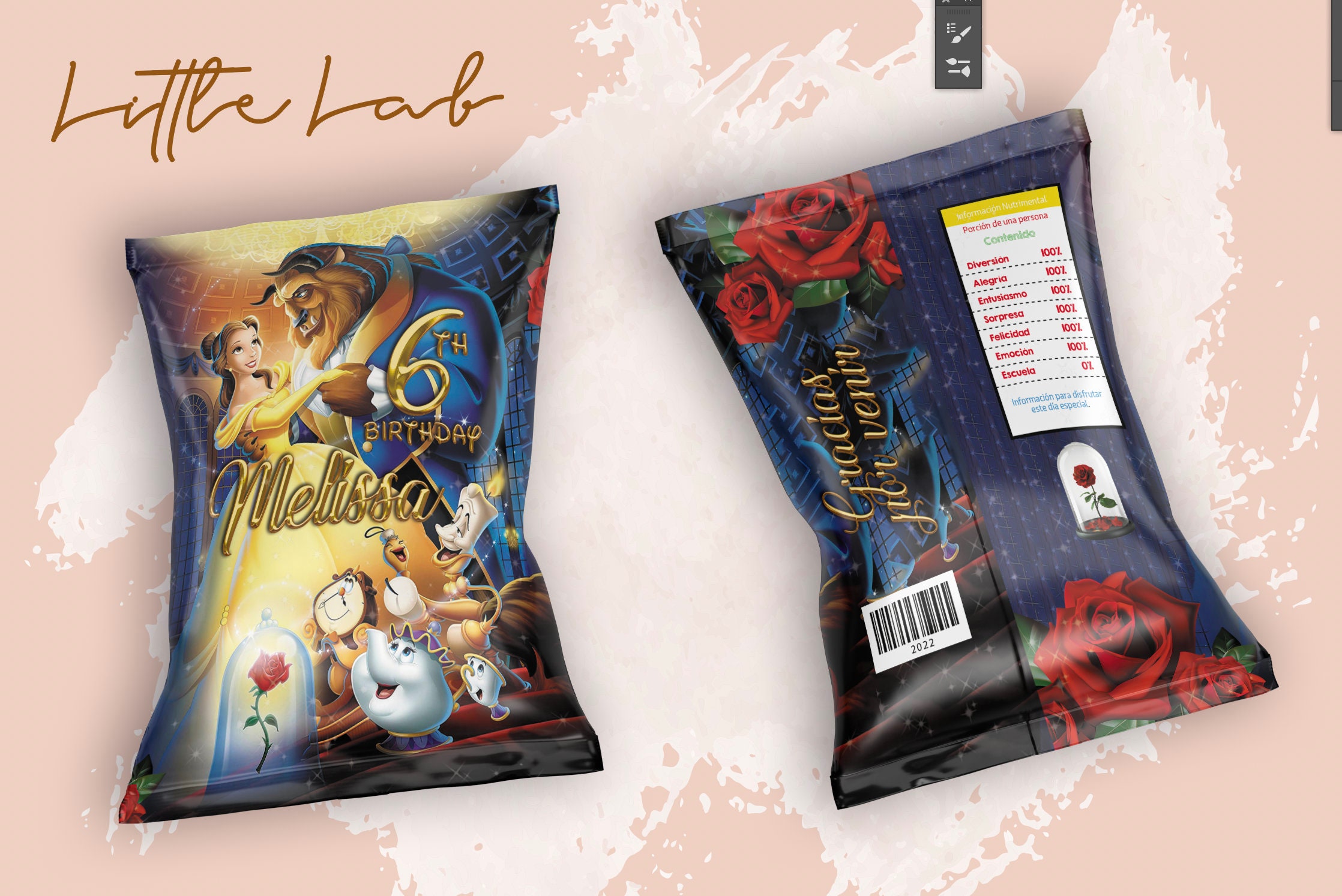 Chips Bags, Beauty and Beast, Bella Y Bestia, Kids Birthday, Template ...