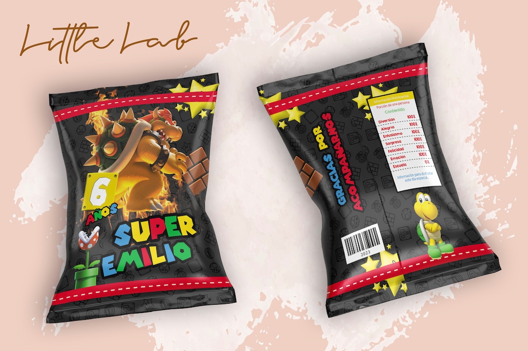 Chips Bag,kids Birthday,template Printable, Birthday Party, Bowser ...