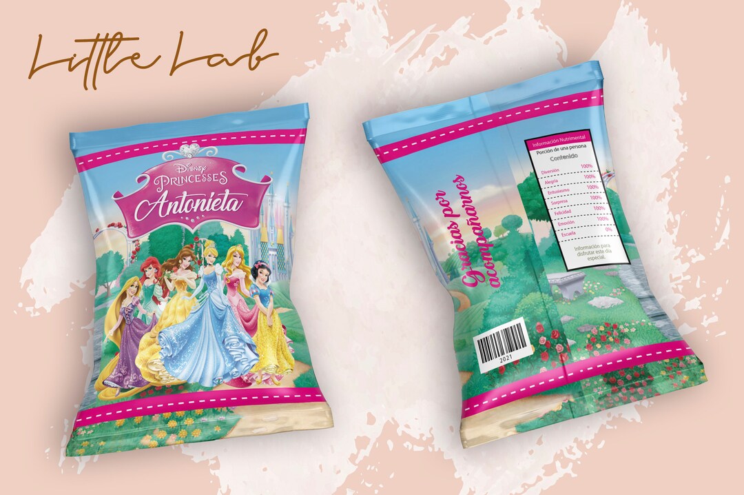 Chips Bag,kids Birthday,template Printable, Birthday Party, Princesas ...
