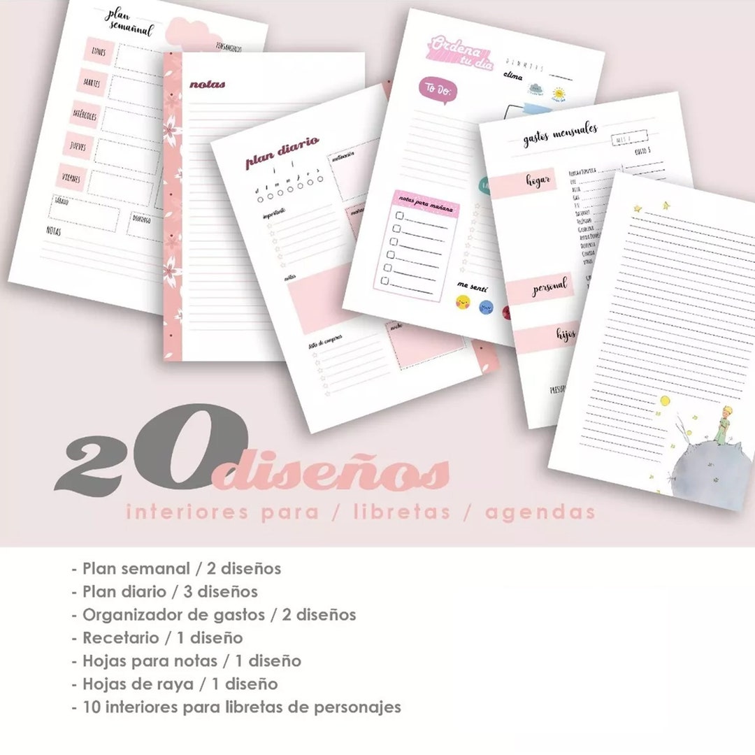 Kit Imprimible Digital, Archivos Para Interiores, Libretas, Agendas, Organizador De Gastos, Plan ...