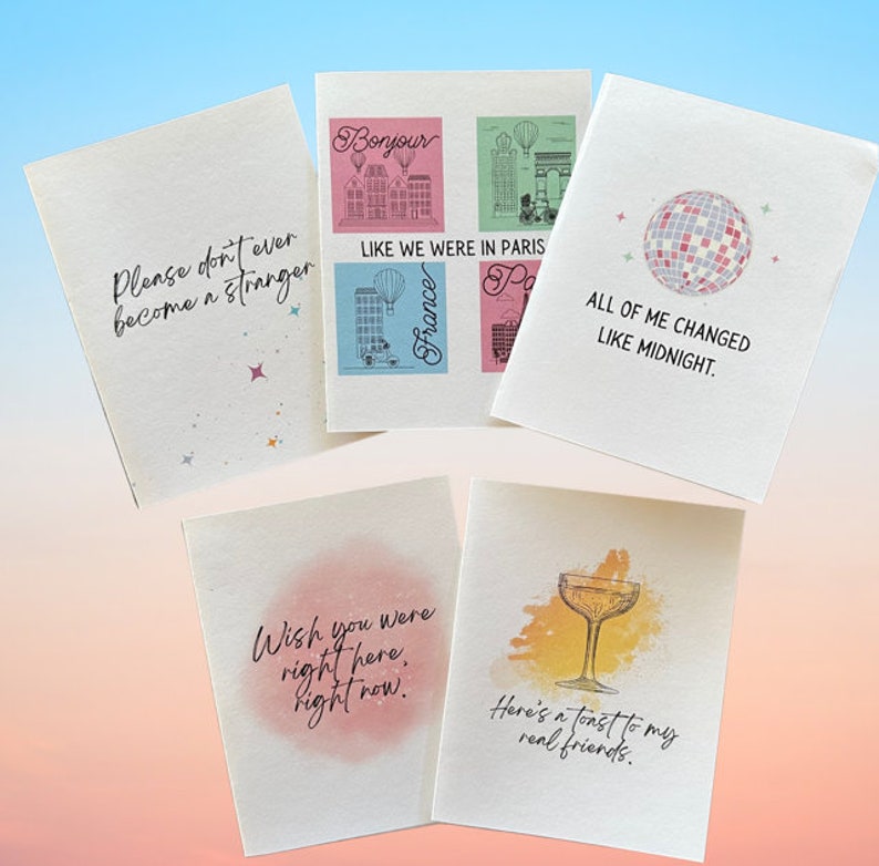 5 Pack|taylor Swift Inspired Greeting Cards Pack of Five| Swiftie Cards ...