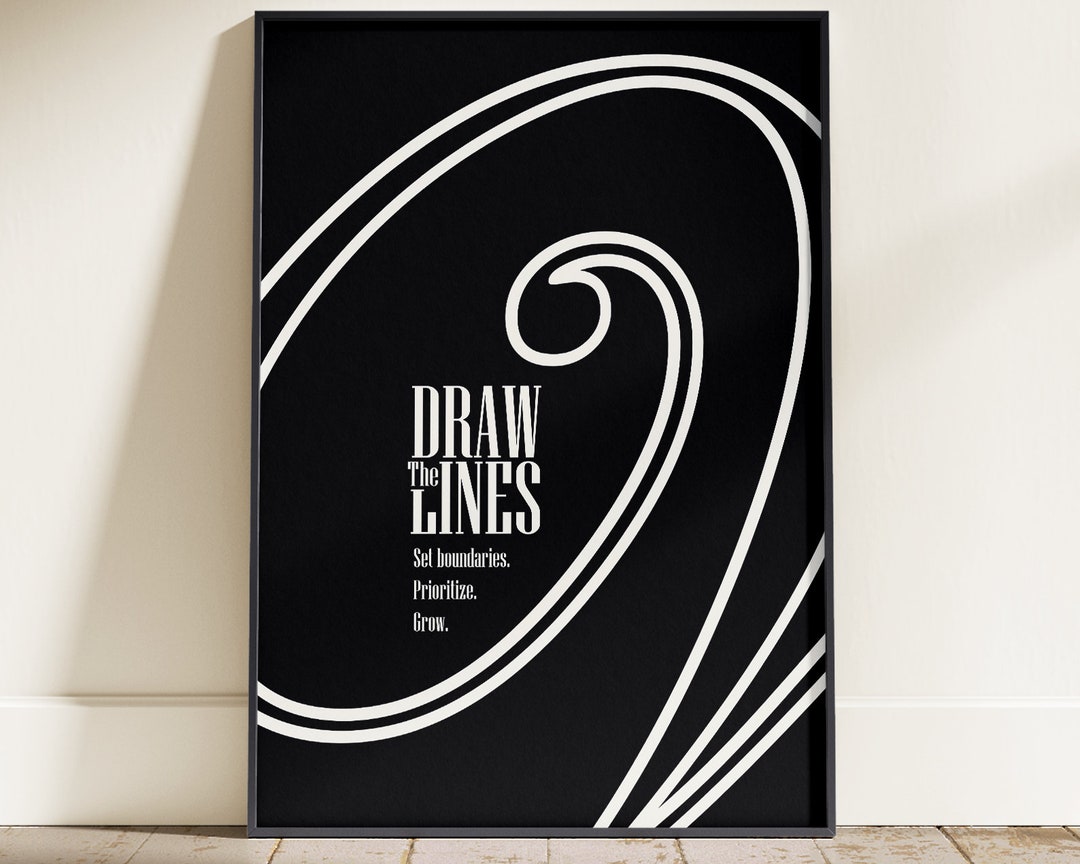 Black and White Draw the Lines Print, Positive Affirmation, Growth ...