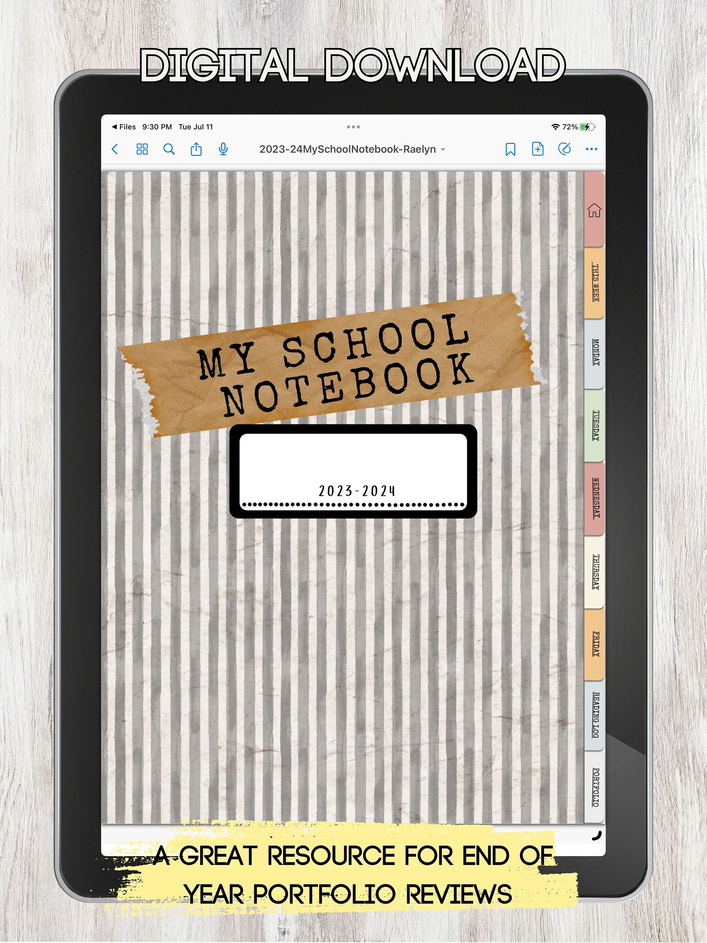 My School Notebook 2023-2024: PDF DIGITAL DOWNLOAD - Etsy