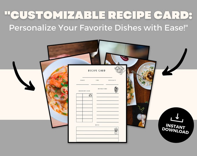 Floral Recipe Cards Printable, Recipe Card Template, Recipe Cards 4x6 ...