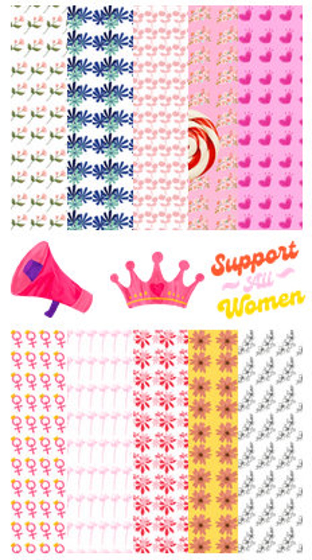 Women Empowerment Digital Patterns, Designed With Flowers, Printable ...