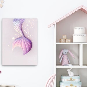 Purple Mermaid Tail Thin Canvas, Girls Room Decor, Pastel Purple ...
