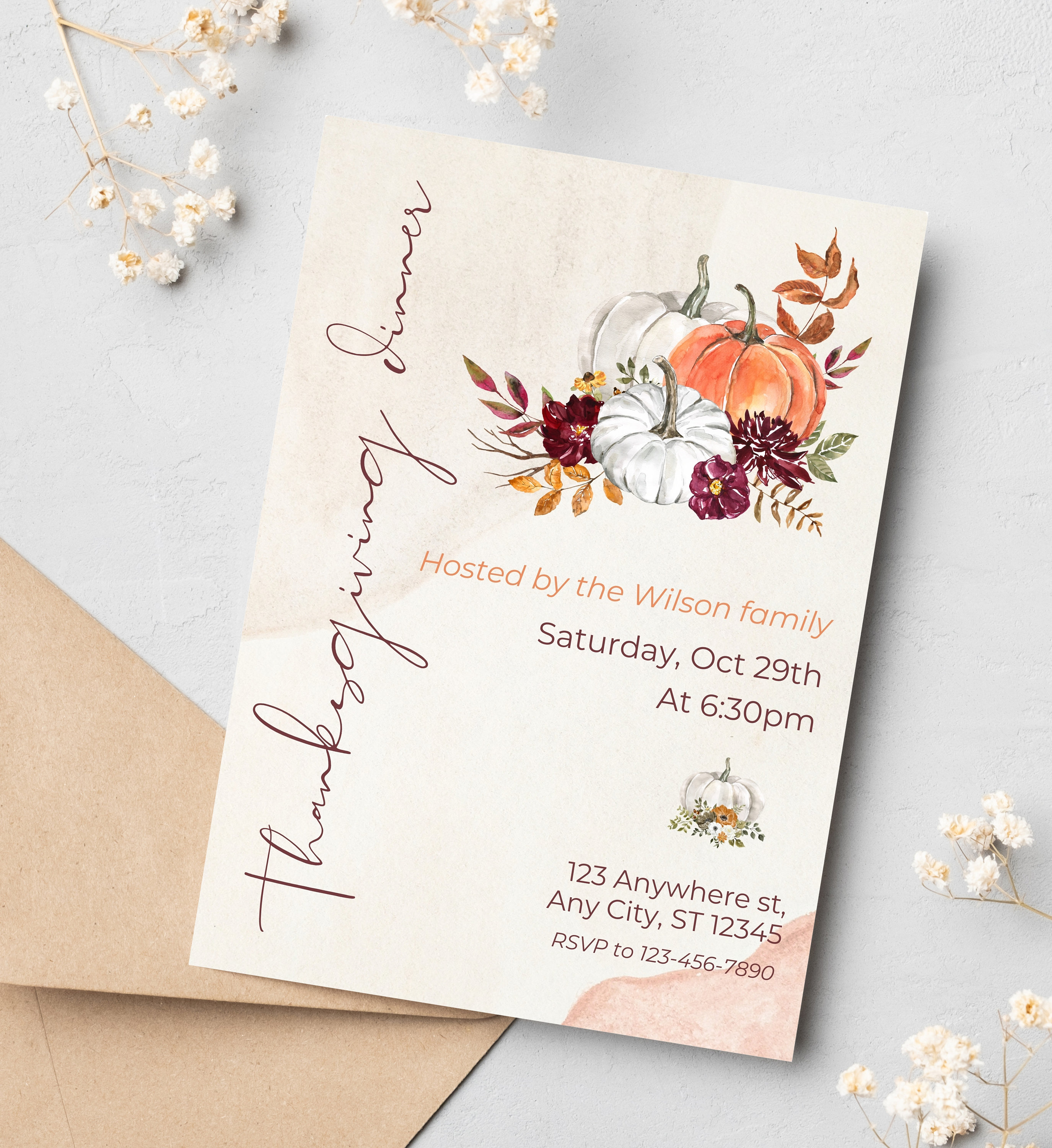 Thanksgiving Dinner Invitation Let's Give Thanks - Etsy