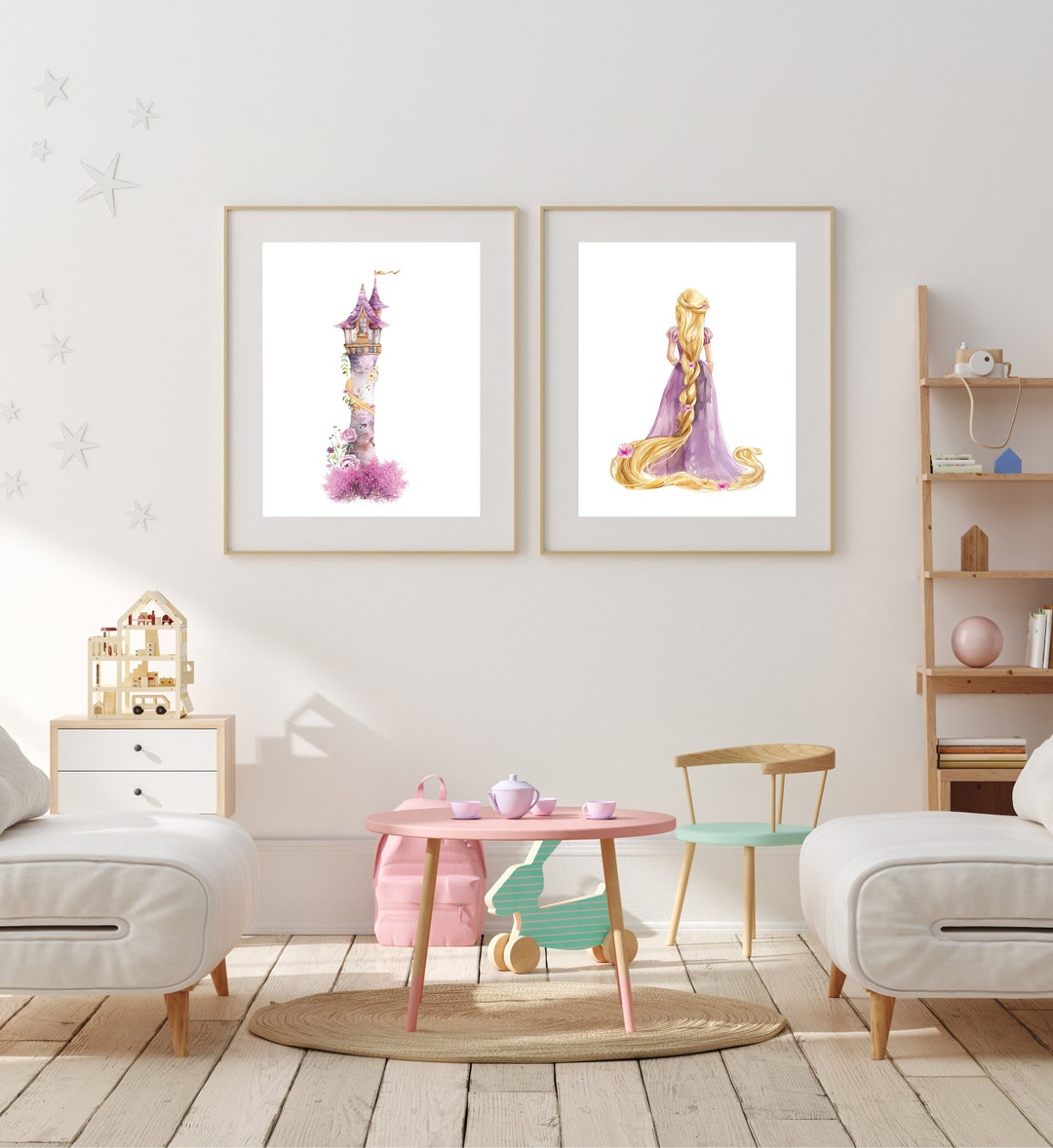 Rapunzel Watercolor Art Prints, Princess Nursery Decor (digital ...