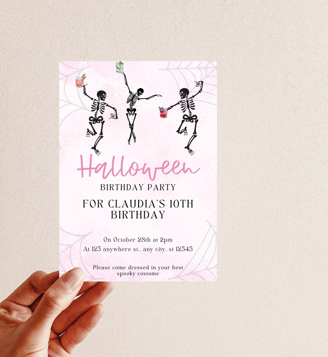 Halloween Party Invitation, Halloween Birthday Invitation, Skeleton ...