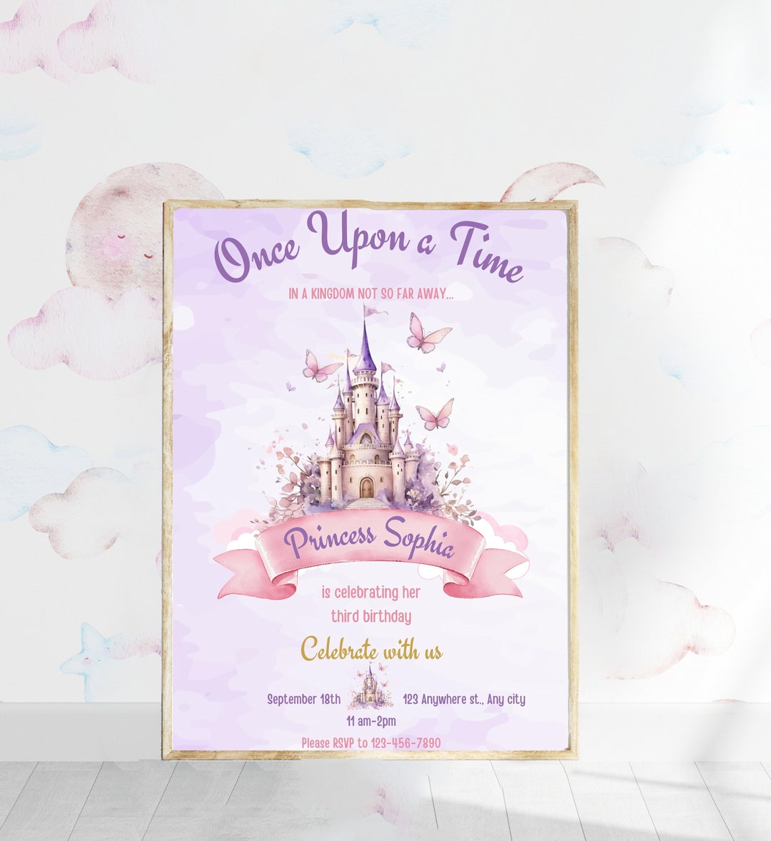 Royal Princess Birthday Invitation for Girls Castle Birthday Party ...