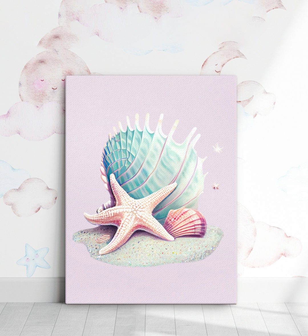 Seashell Starfish Thin Canvas,starfish Print,seashell Print, Starfish ...