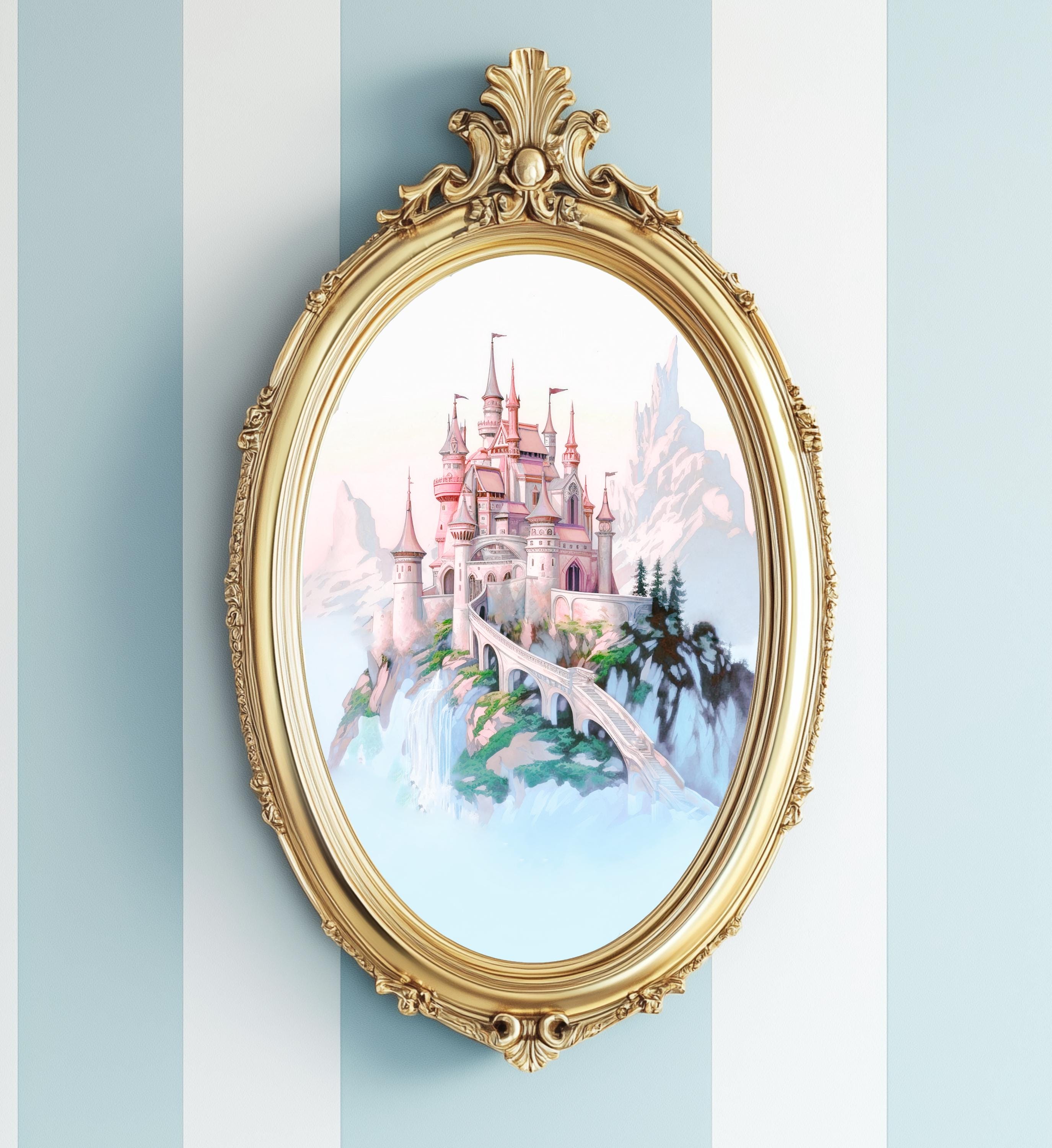 Princess Belle Castle Wall Art Nursery Wall Art Baby Girl Nursery ...