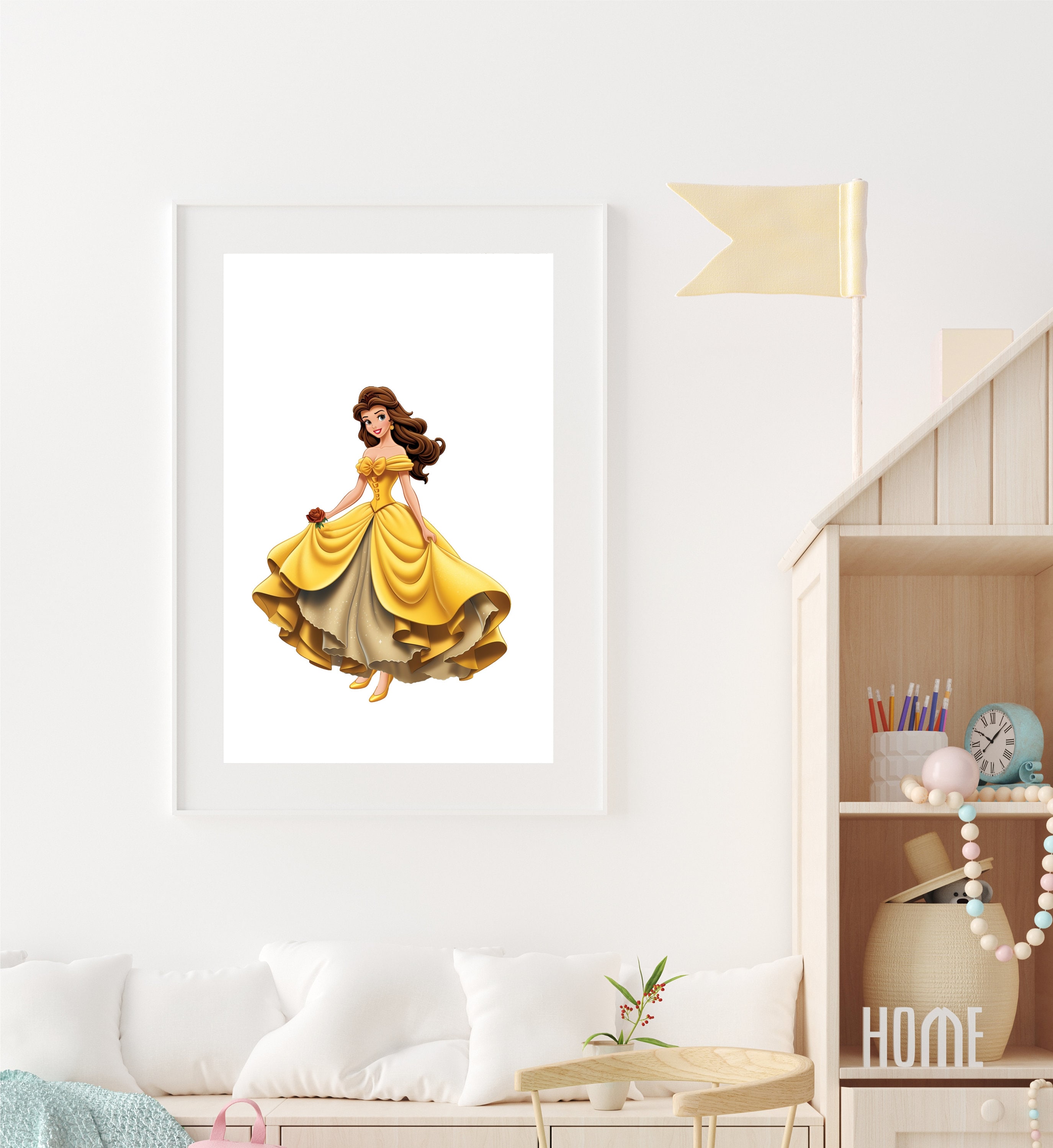 Princess Belle Wall Art Nursery Wall Decor Fantasy Wall Art Baby Girl ...