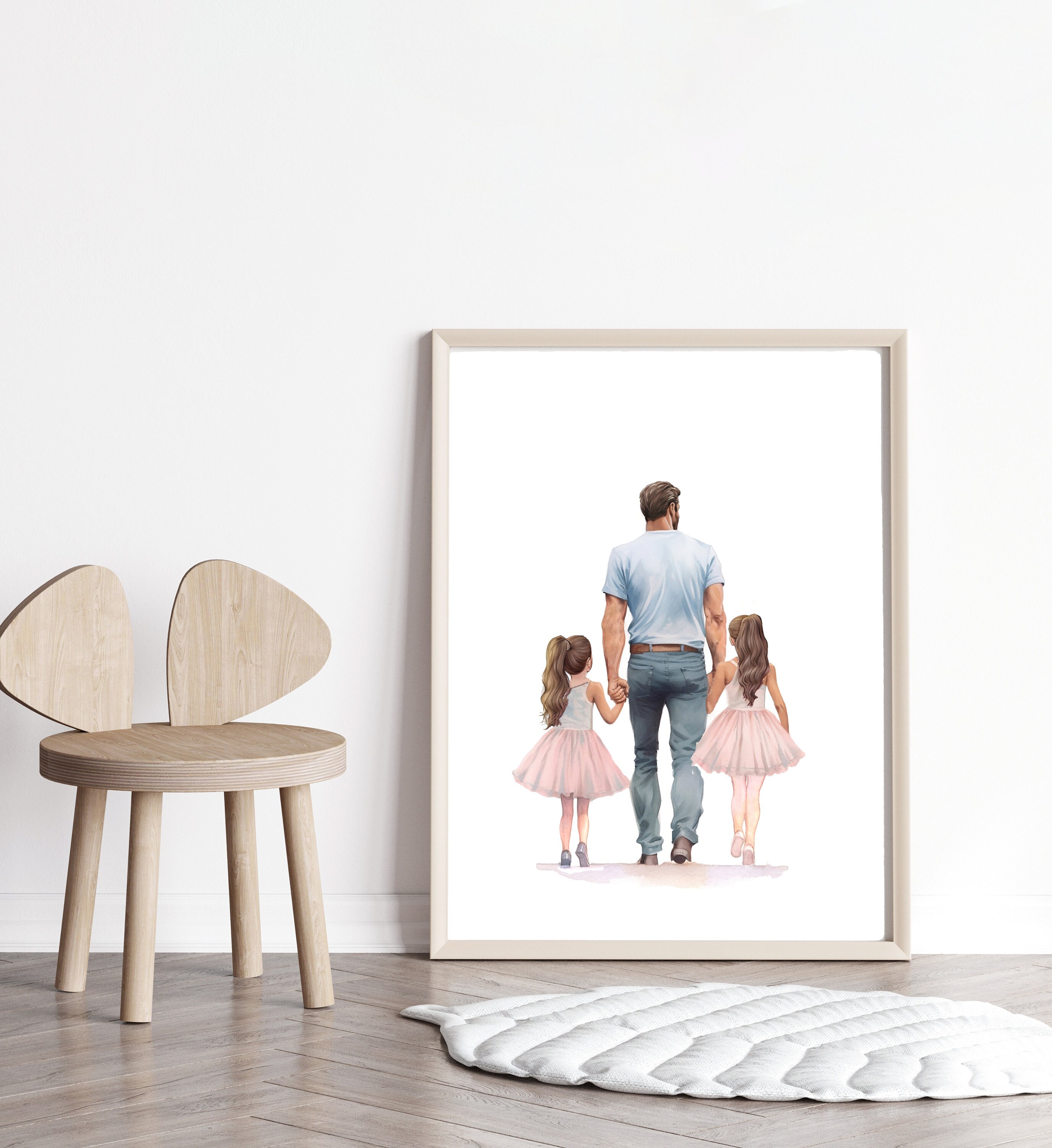 Dad and Daughters Wall Art Prints, Personalized Father's Day Gift From ...