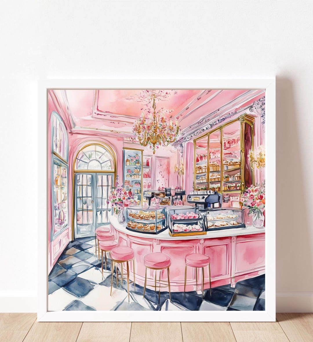 French Patisserie Print, Kitchen Print, Watercolor Cafe Wall Art ...