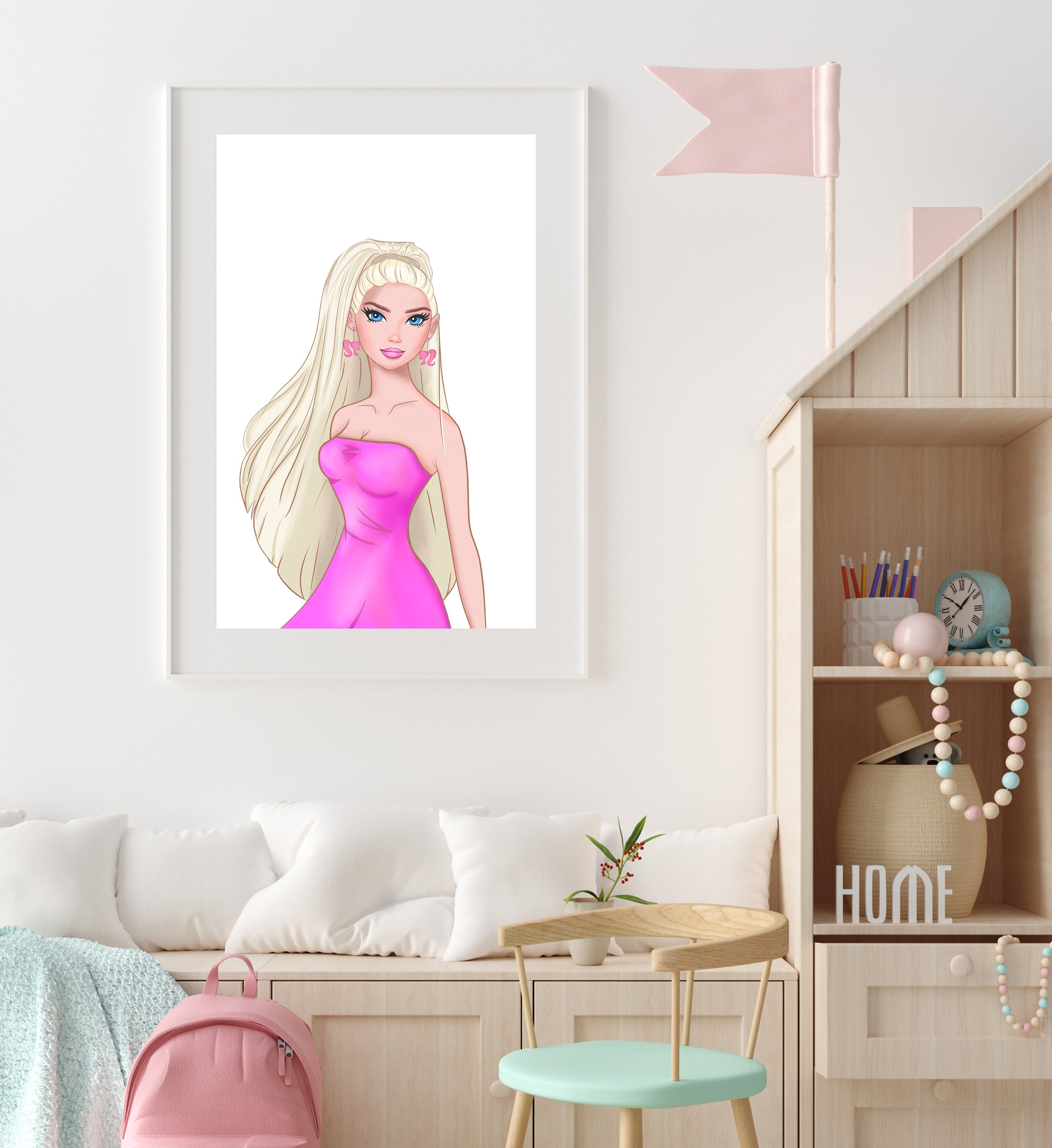 Barbie Prints, Barbie Wall Art, Girl's Room Decor, Pink Wall Art, Doll ...