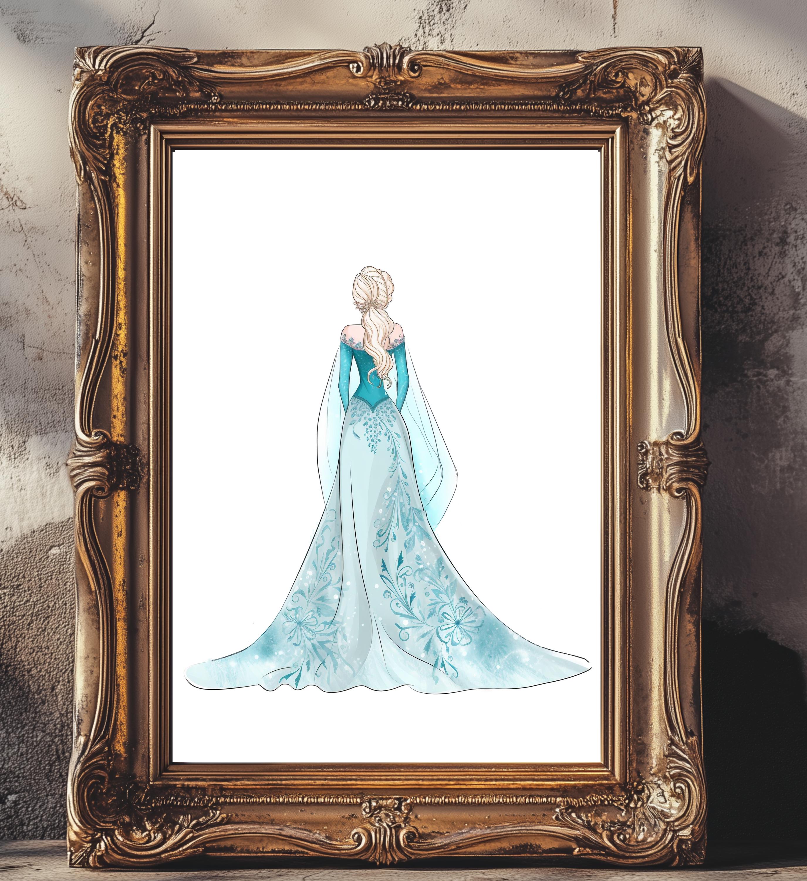 Princess Elsa Wall Art Baby Girl Nursery Decor Light Blue Wall Art ...
