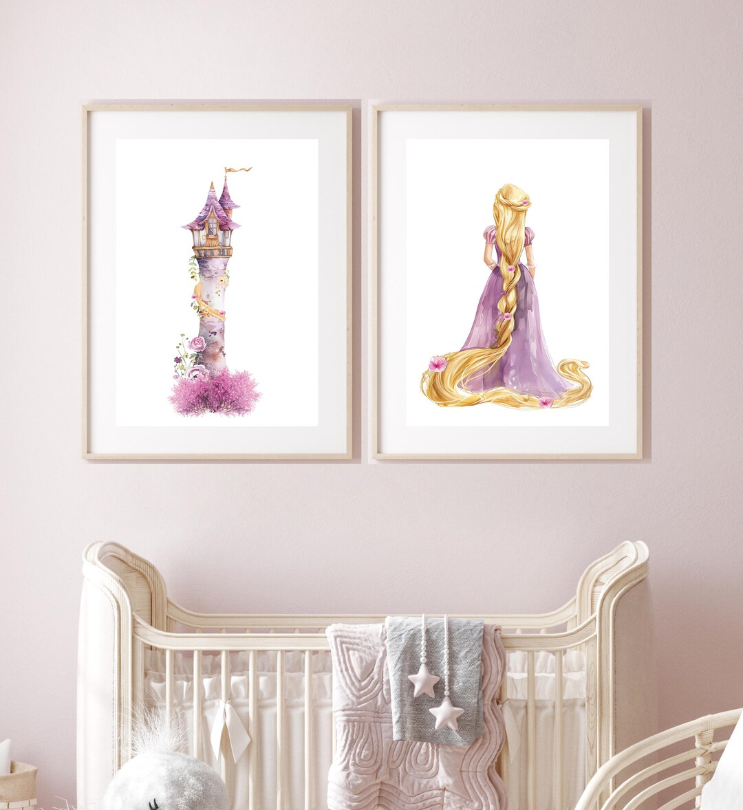 Rapunzel Wall Art Set Nursery Wall Art Gift for Baby Girl Fairytale ...