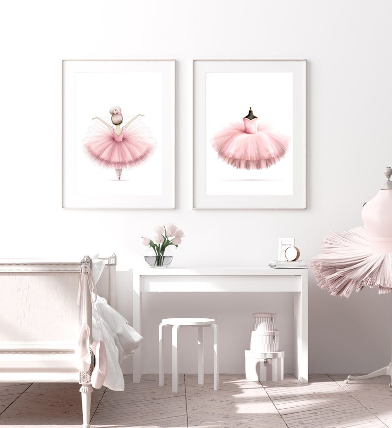 Personalized Ballerina Set of 3 Wall Art, Ballerina Nursery Canvas ...