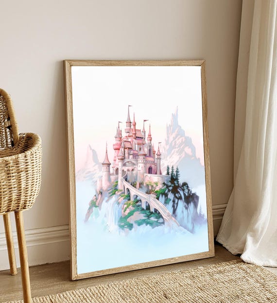 Princess Belle Castle Background PRINCESS CASTLE PINK PERSONALISED