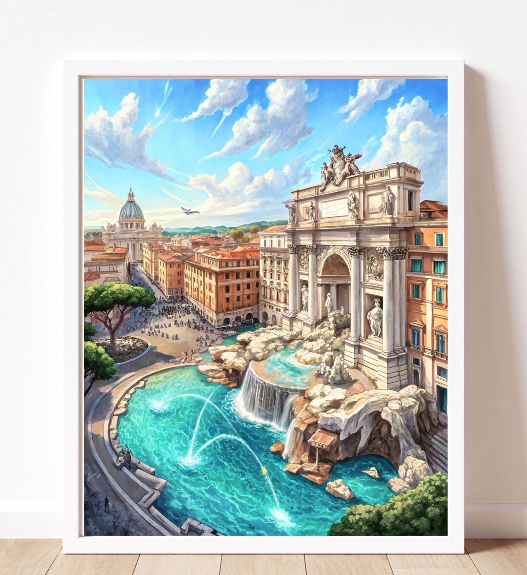 Watercolor Trevi Fountain Wall Art, Rome Italy Print, Italian Artwork ...