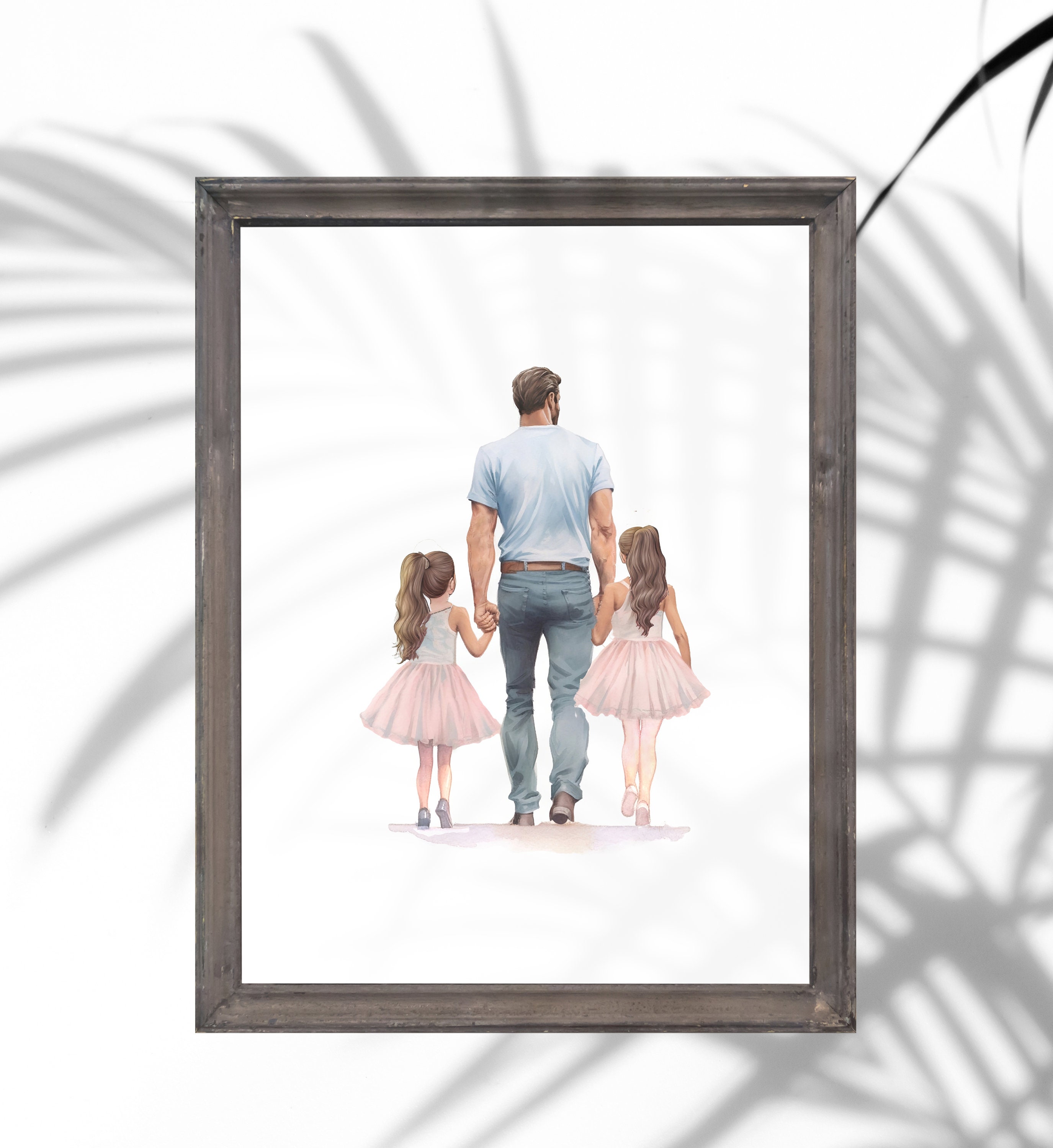 Dad and Daughters Wall Art Prints, Personalized Father's Day Gift From ...