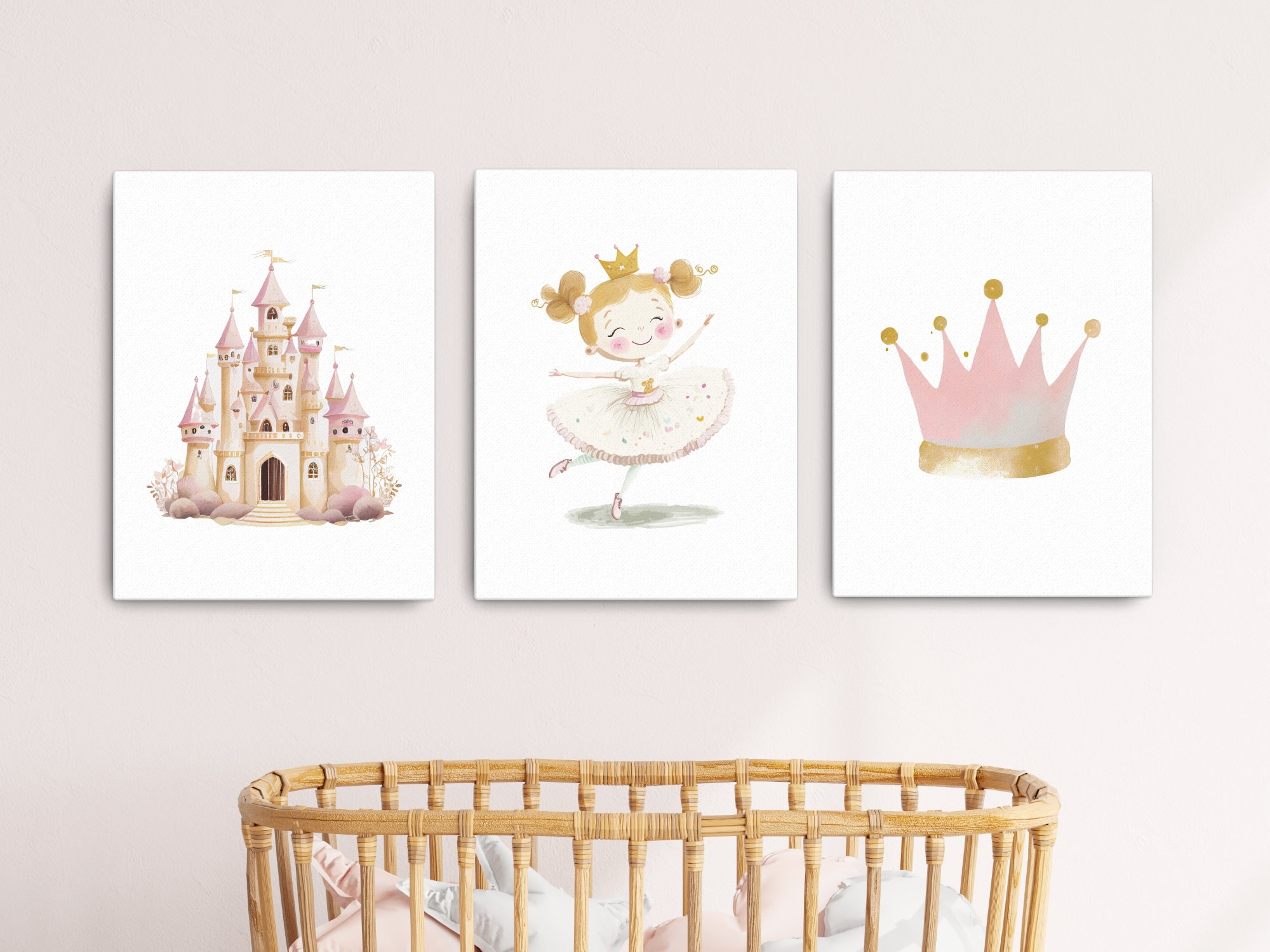 Set of 3 Princess Canvas, Princess Nursery Room Decor, Girl Room Decor ...