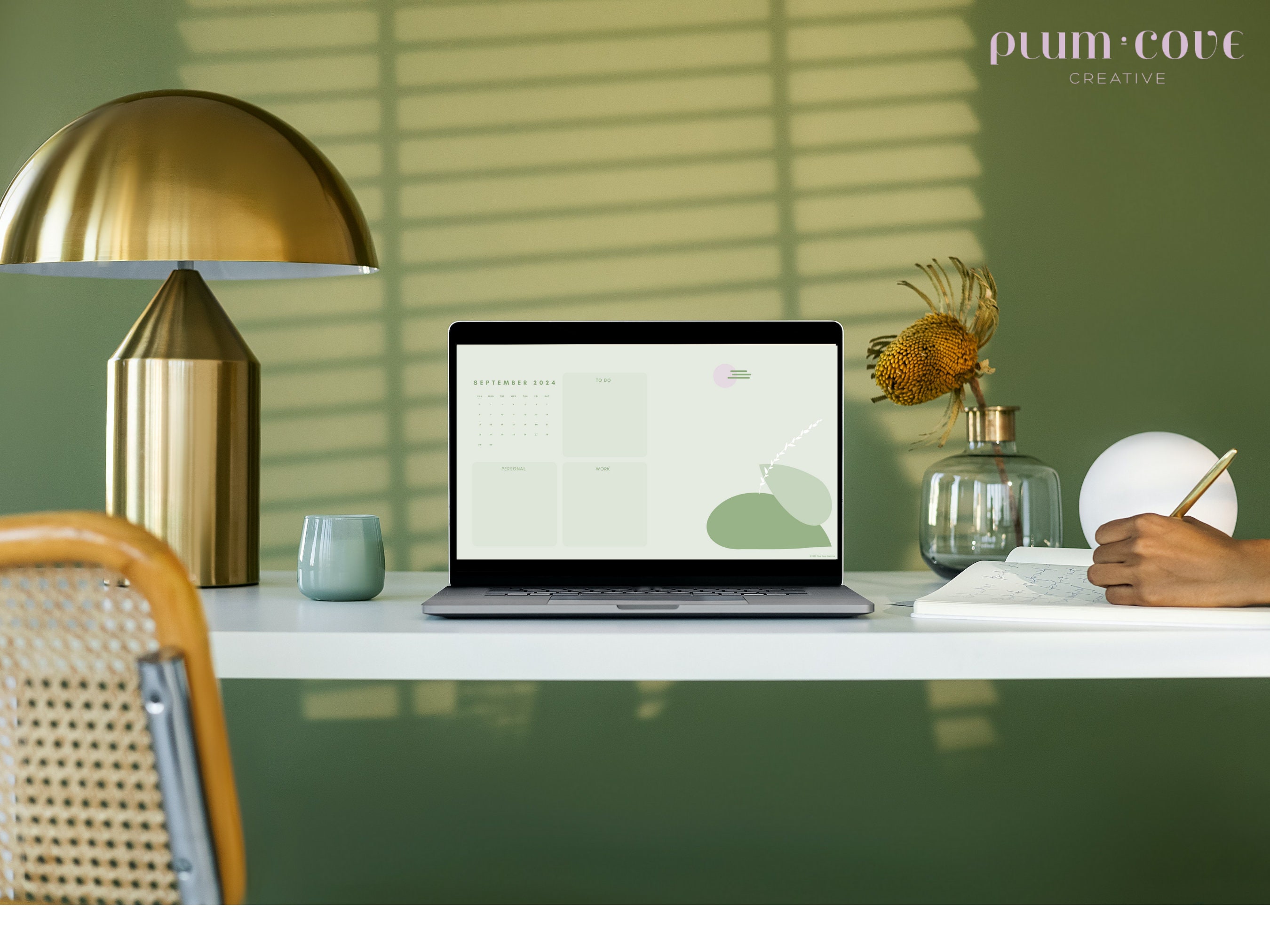 2024 Desktop Organizer Monthly Calendar Sage Green Minimalist Aesthetic ...