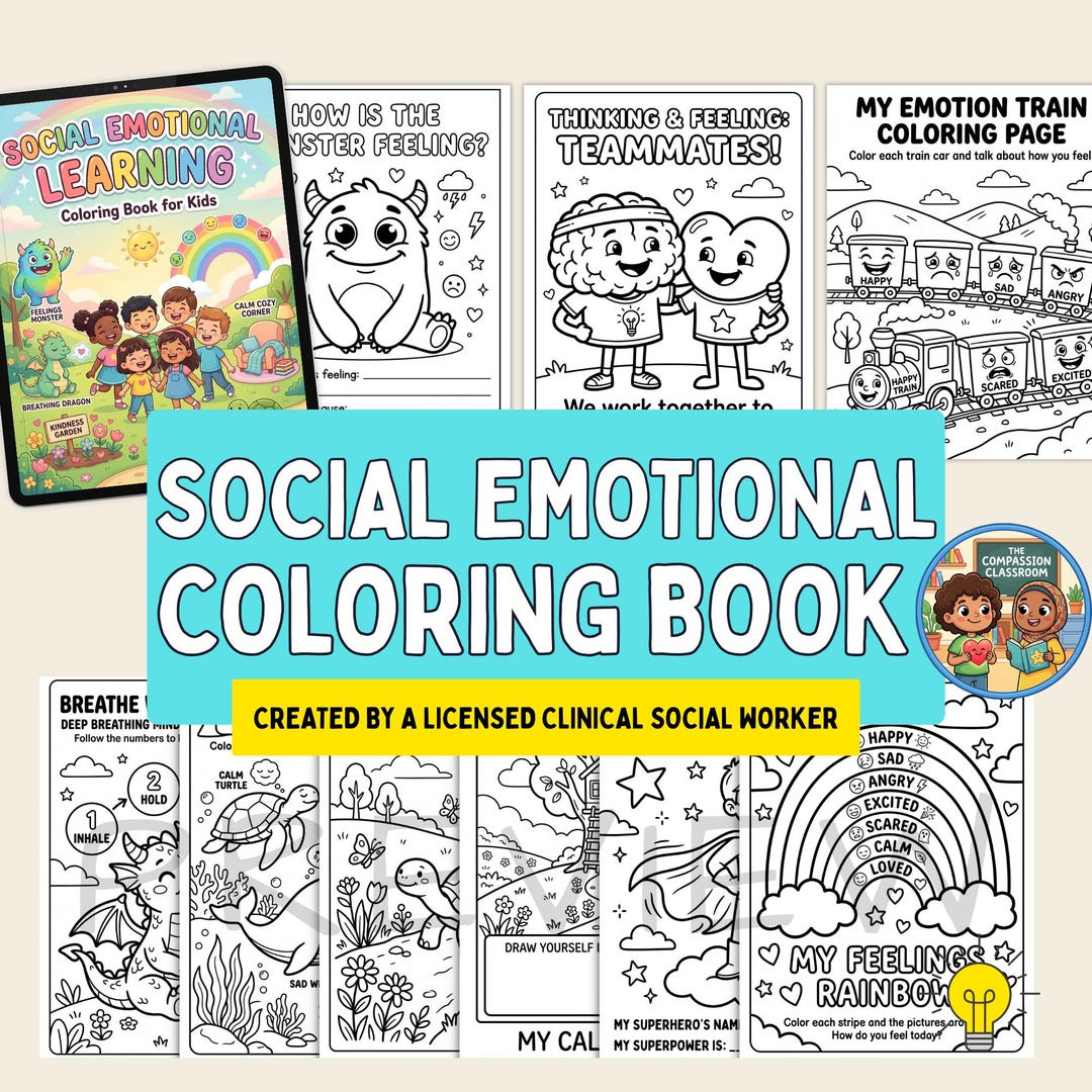 Social Emotional Learning Coloring Book for Kids, Feelings and Coping ...