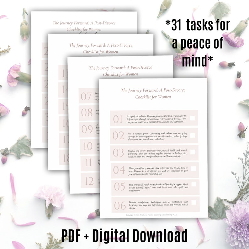 Post-divorce Checklist for Women: Healing Journey (digital Download) - Etsy