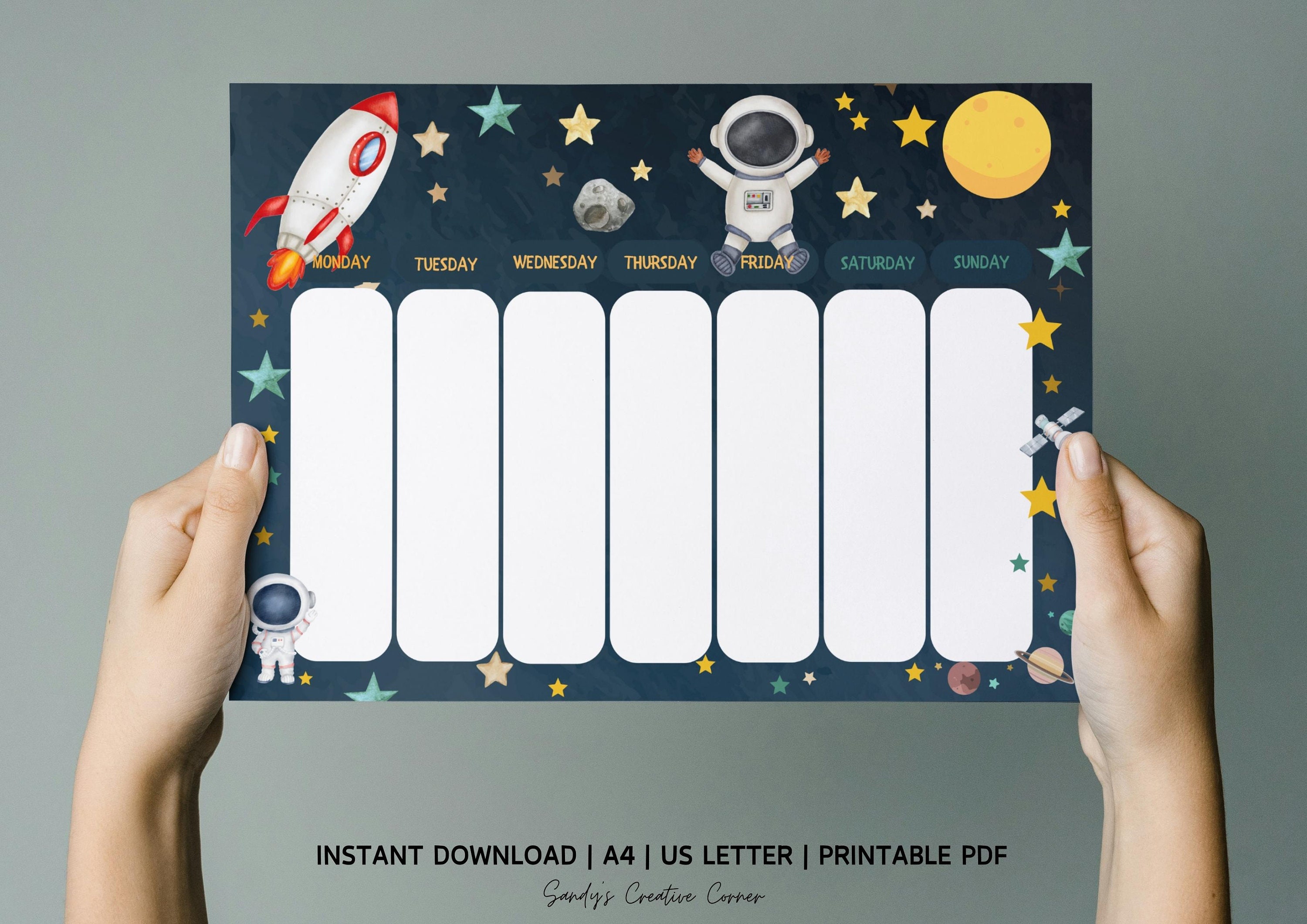 Calendario semanal imprimible para niños tabla de tareas de - Etsy España