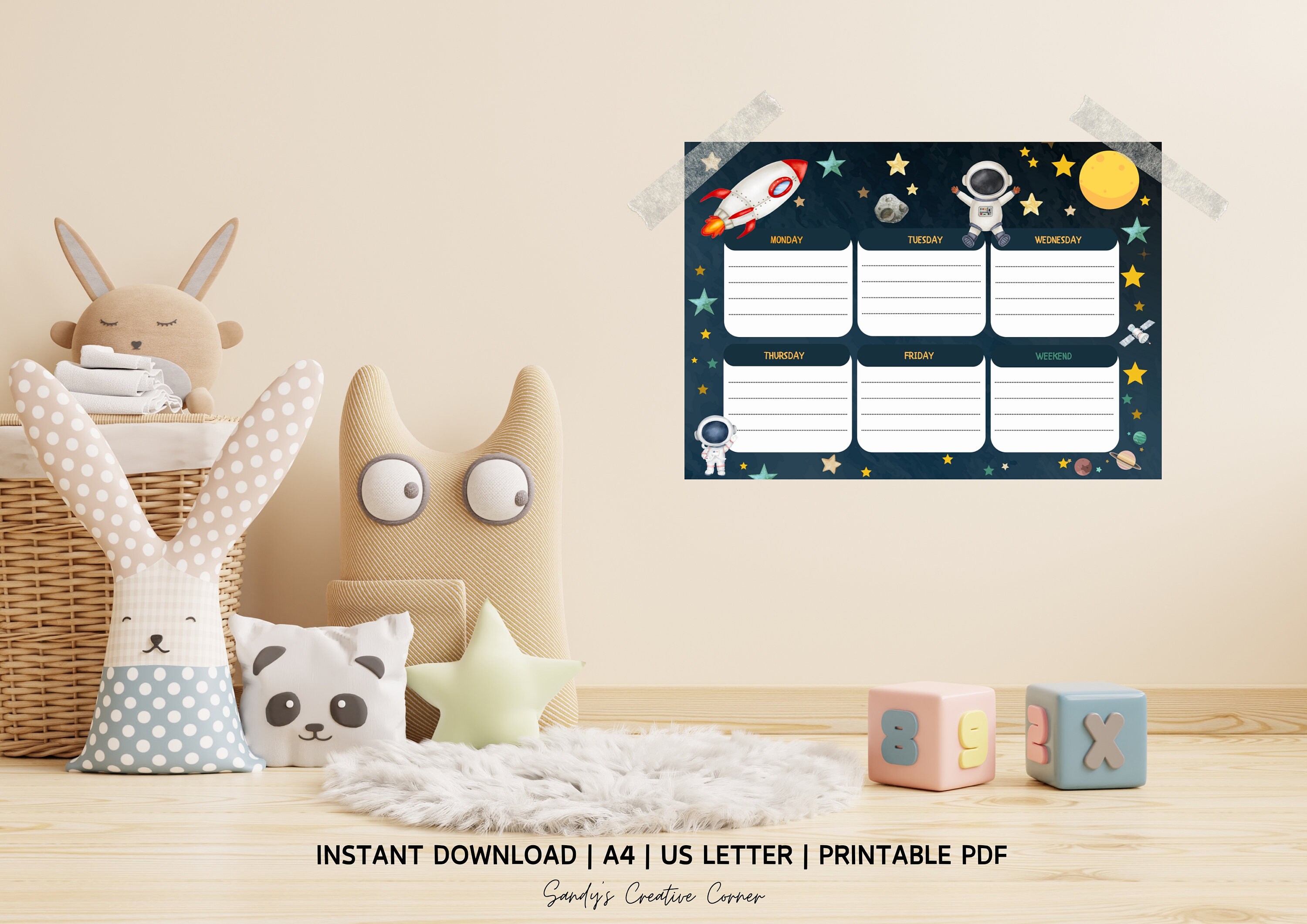 Printable Weekly School Calendar for Kids, Kids Weekly Routine Chore ...