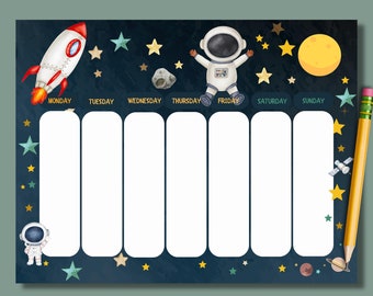 Fillable Kids Monthly Space Digital Printable Visual Homework or ...