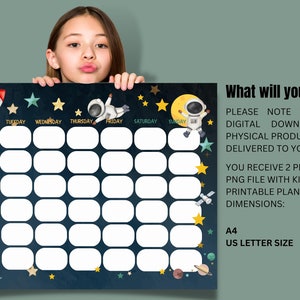 Fillable Kids Monthly Space Digital Printable Visual Homework or ...