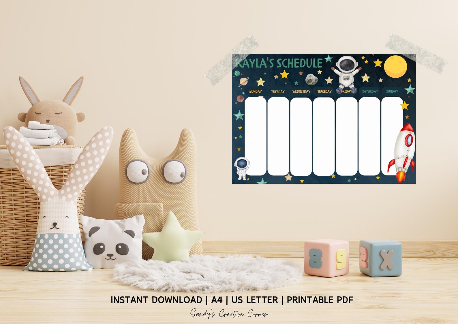 Customizable Printable Weekly Calendar for Kids, Kids Weekly Routine ...