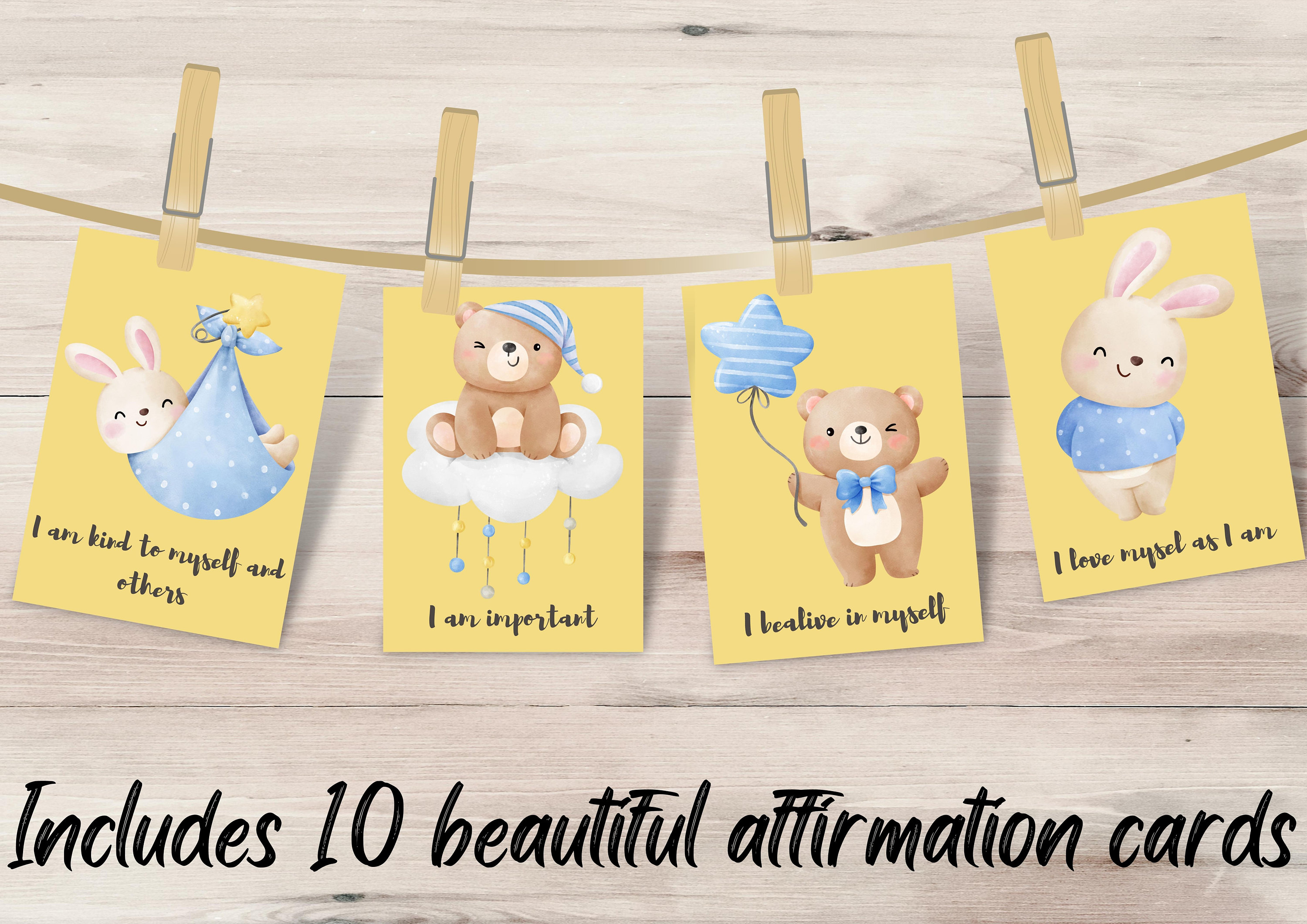 Printable Kids Positive Affirmation Flashcards, Cute Affirmations for ...