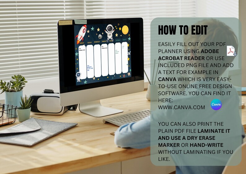 Fillable Kids Monthly Space Digital Printable Visual Homework or ...