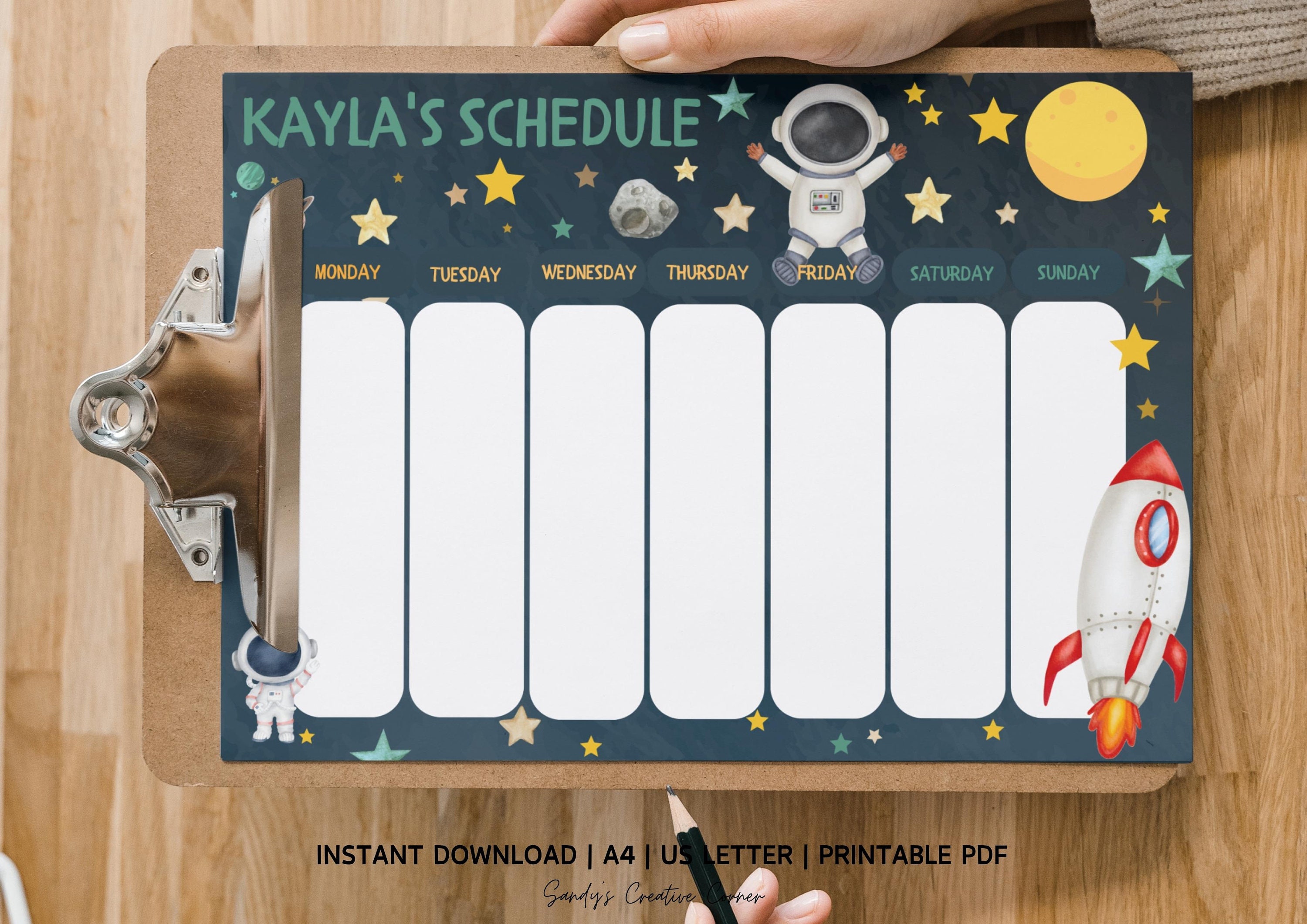 Customizable Printable Weekly Calendar for Kids, Kids Weekly Routine ...