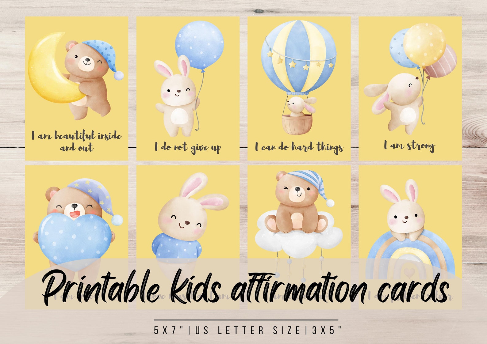 Printable Kids Positive Affirmation Flashcards, Cute Affirmations for ...