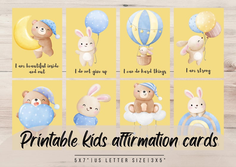 Printable Kids Positive Affirmation Flashcards, Cute Affirmations for Toddlers, Preschool Kids ...