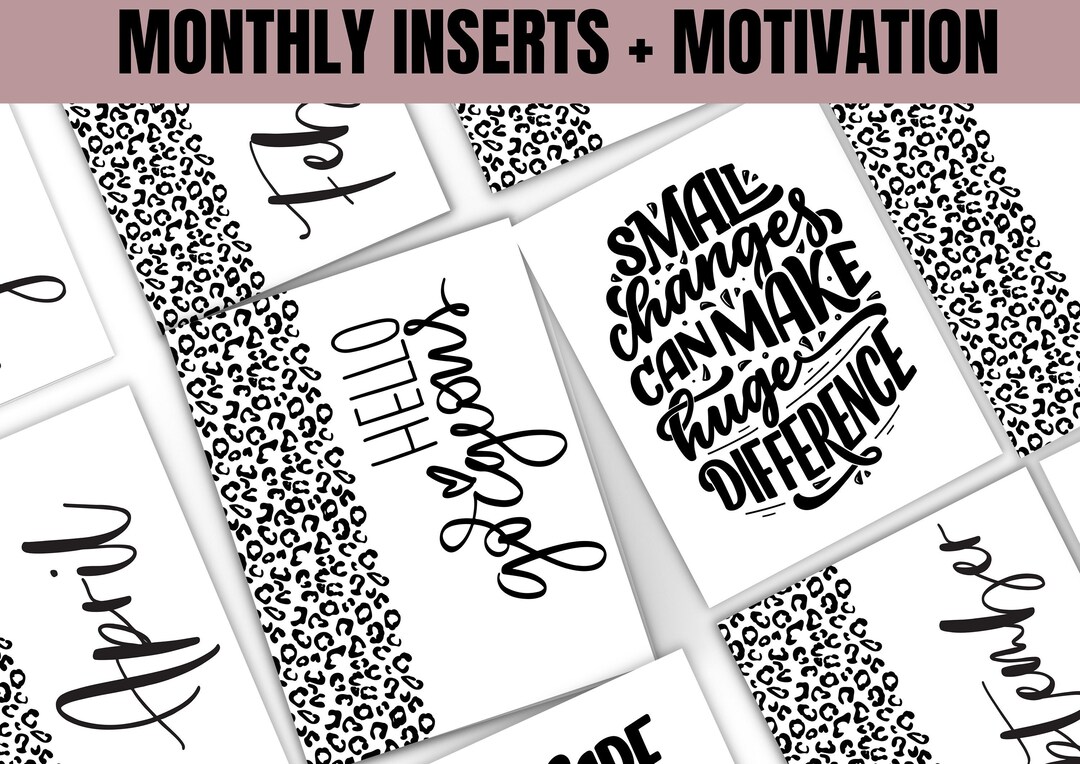 Printable Monthly Dashboard Covers & Motivation Quotes Inserts for ...