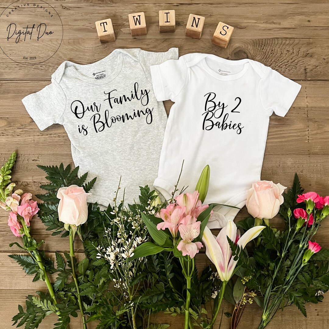 Spring Twin Pregnancy Announcement, Twins Announcement, Digital Twin ...